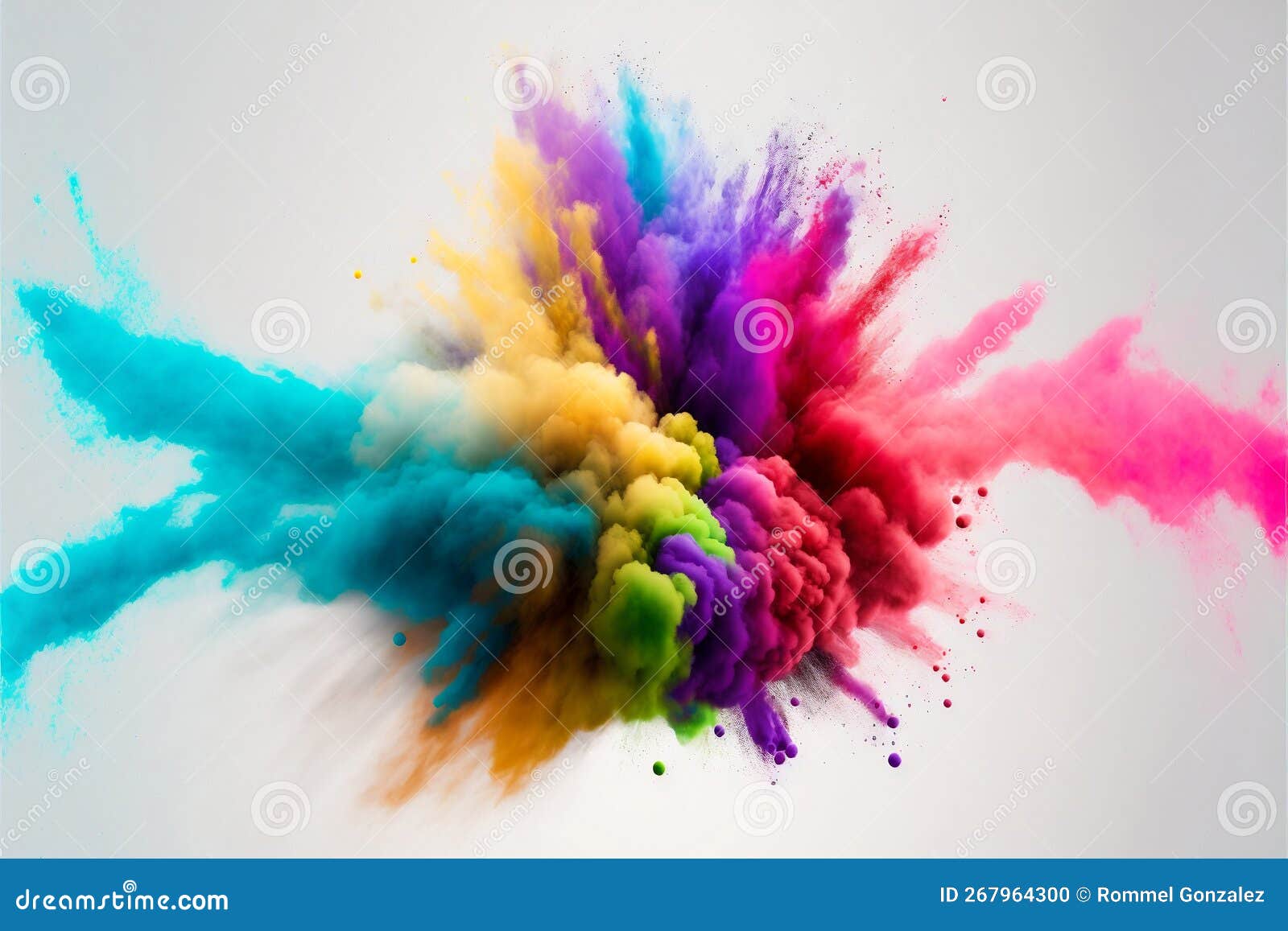 Multicolored Powder Splatted on White Background, Freeze Motion Color ...