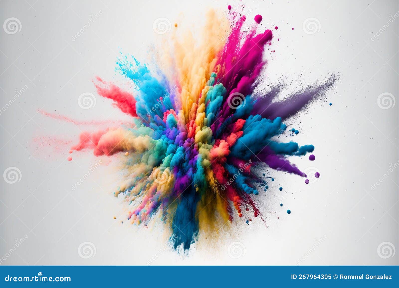 Multicolored Powder Splatted on White Background, Freeze Motion Color ...