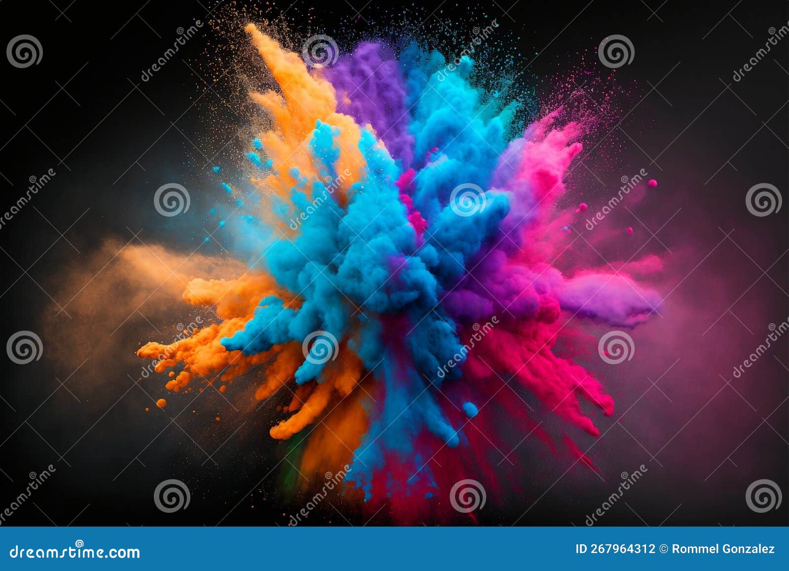 Multicolored Powder Splatted on White Background, Freeze Motion Color ...