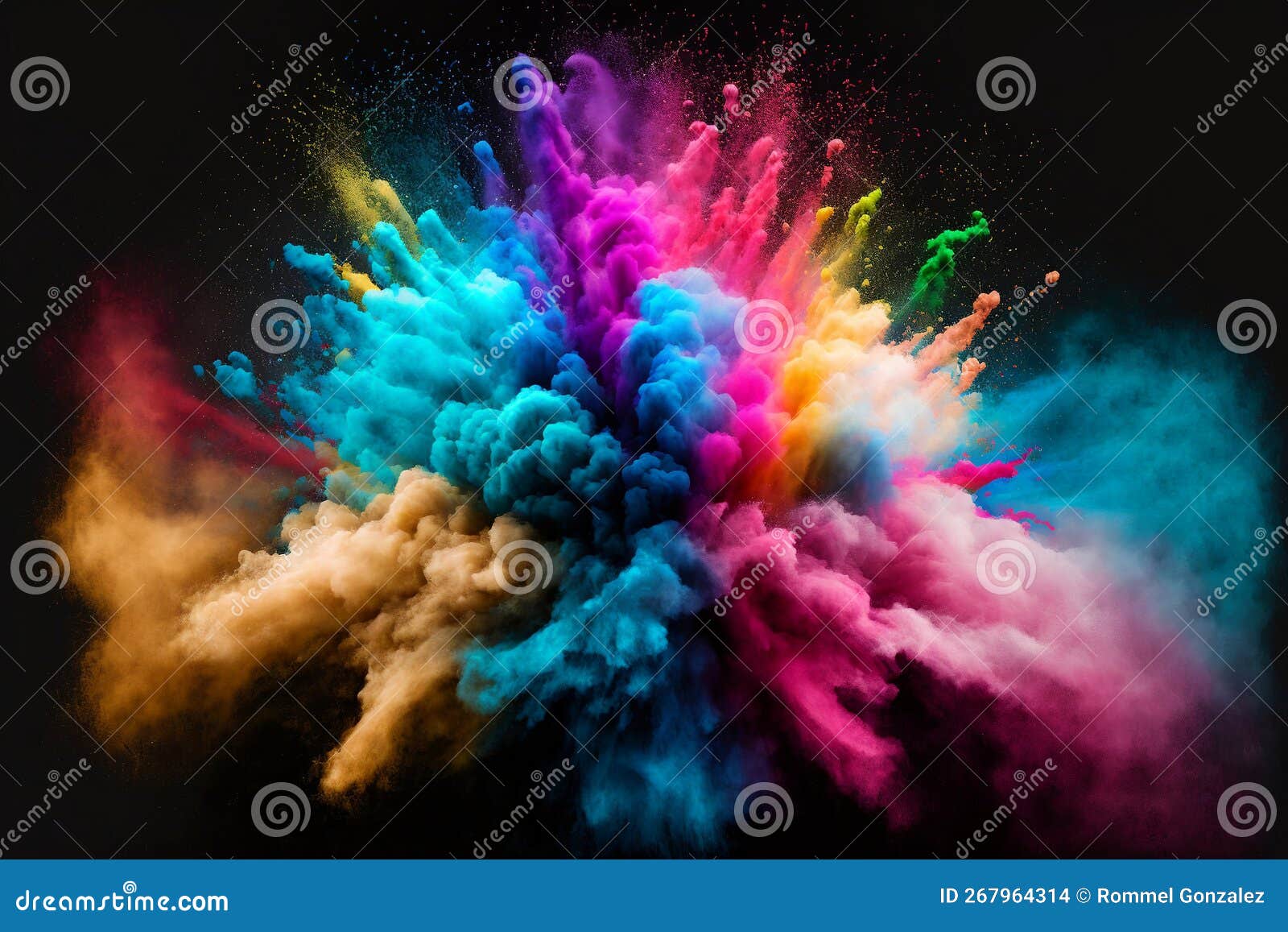 Multicolored Powder Splatted on White Background, Freeze Motion Color ...