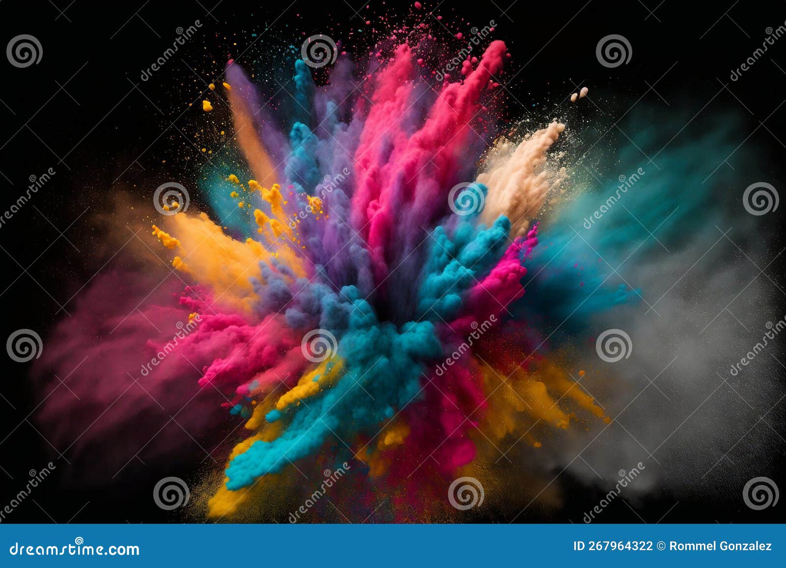 Multicolored Powder Splatted on White Background, Freeze Motion Color ...