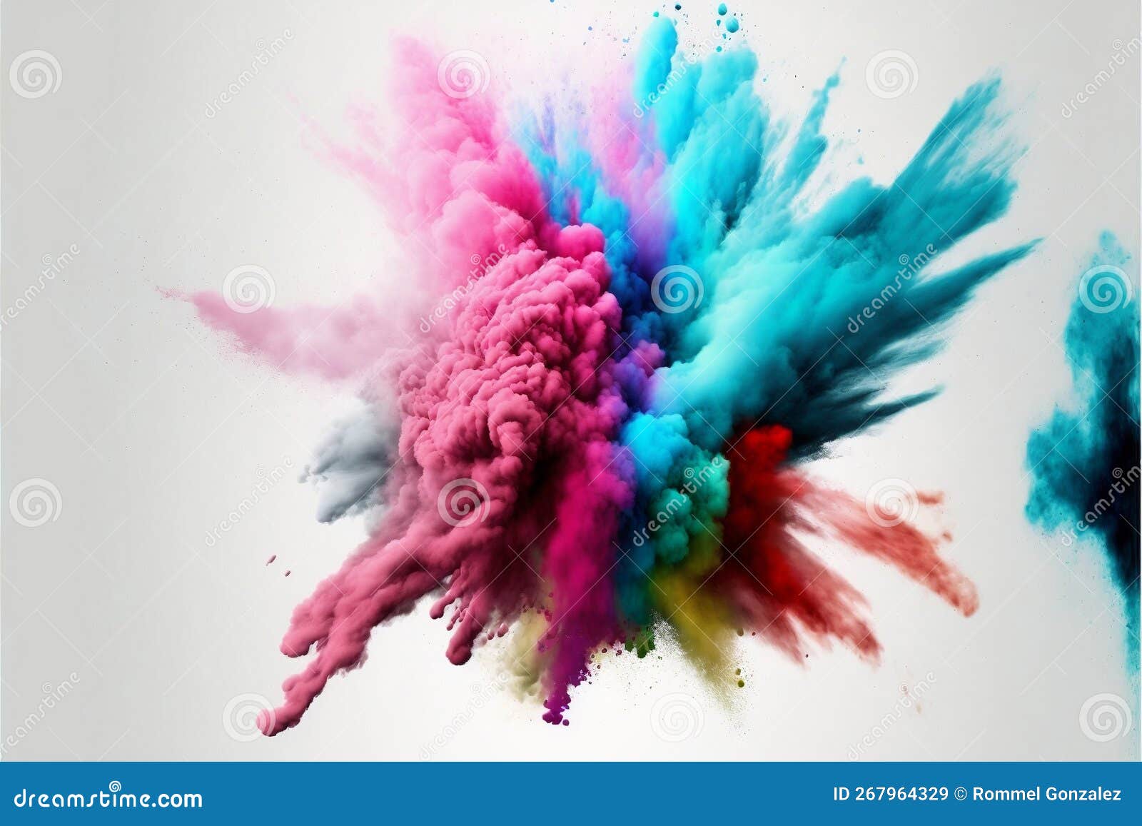 Multicolored Powder Splatted on White Background, Freeze Motion Color ...