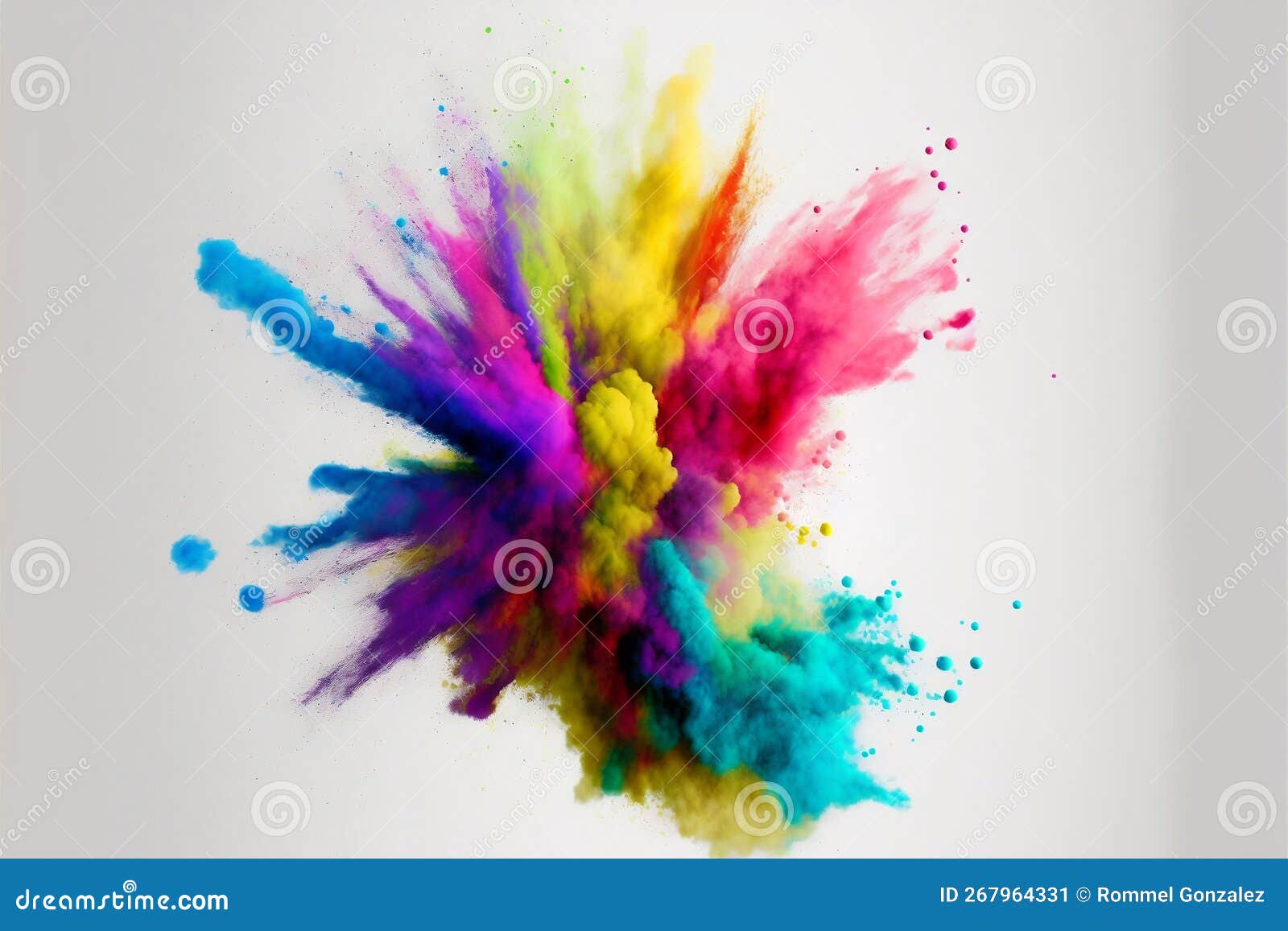 Multicolored Powder Splatted on White Background, Freeze Motion Color ...