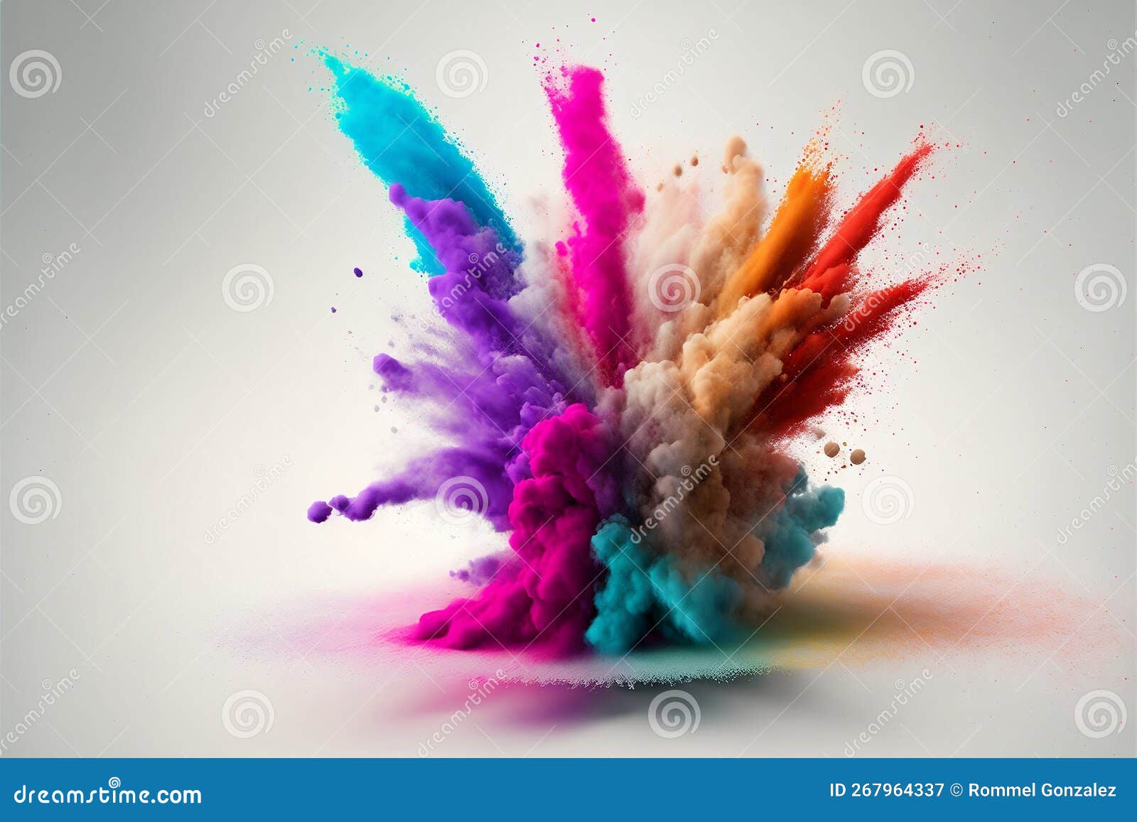 Multicolored Powder Splatted on White Background, Freeze Motion Color ...