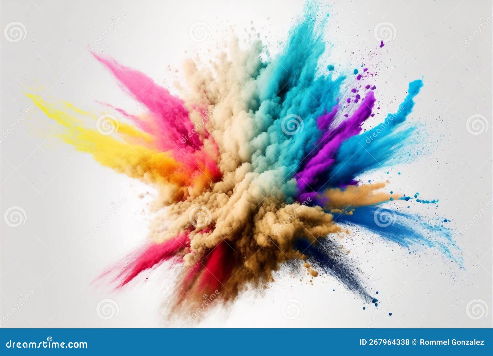 Multicolored Powder Splatted on White Background, Freeze Motion Color ...