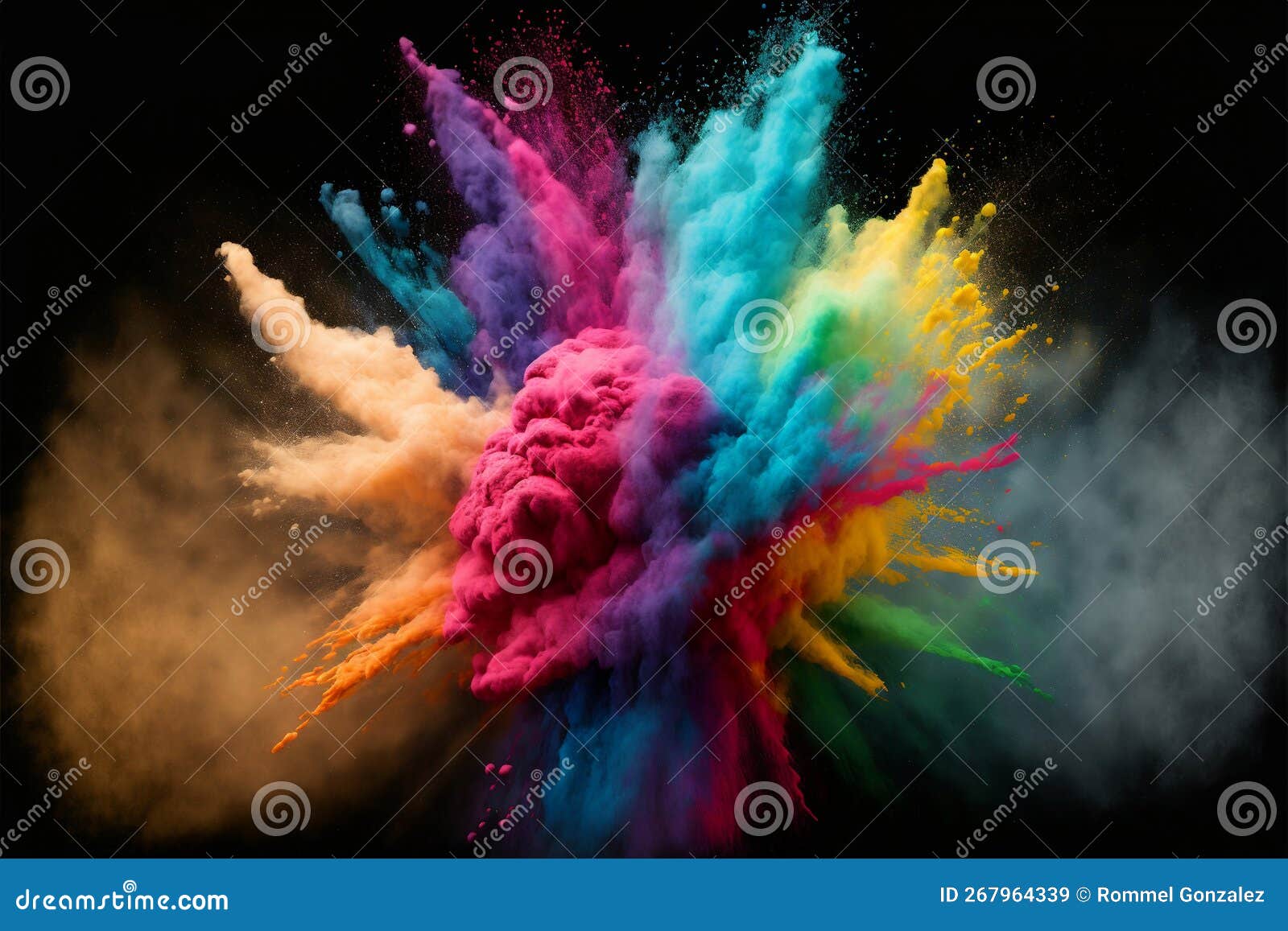 Multicolored Powder Splatted on White Background, Freeze Motion Color ...