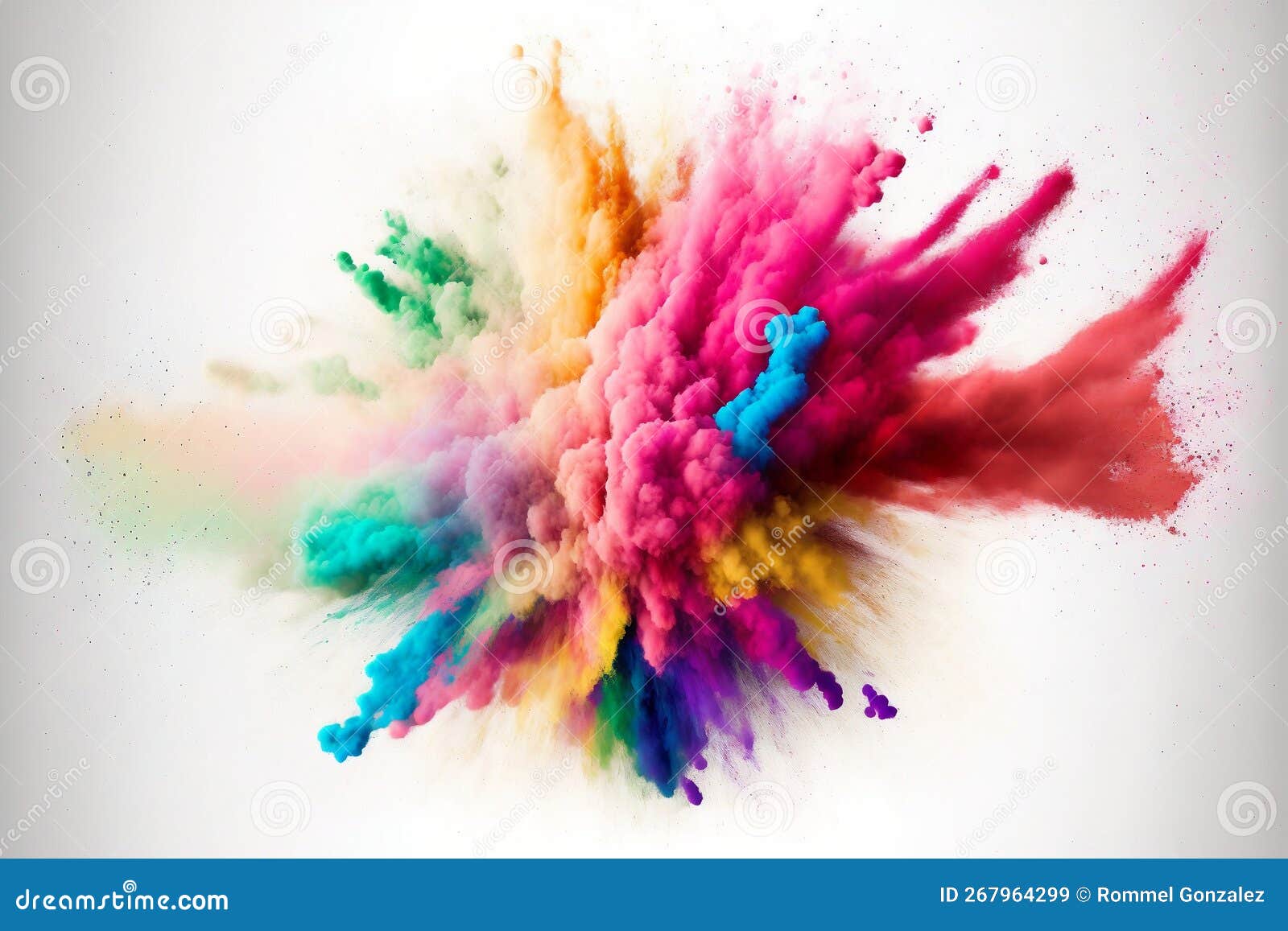 Multicolored Powder Splatted on White Background, Freeze Motion Color ...