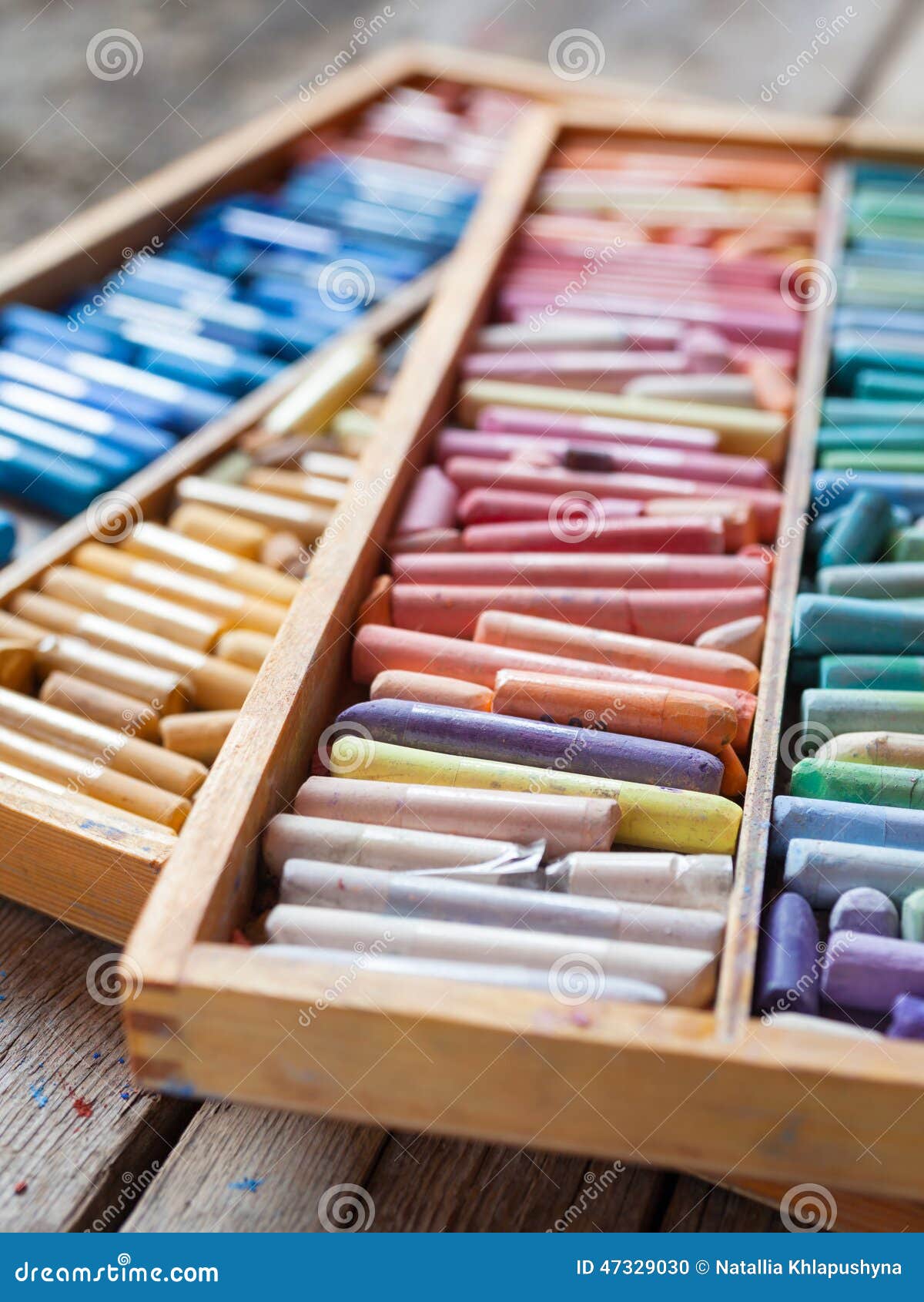 Multicolored Professional Artistic Pastel Crayons in Open Box Stock ...