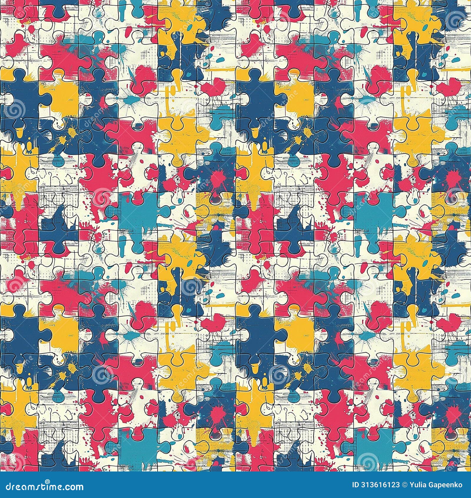Multicolored Puzzle Piece Pattern on White Background Stock Image ...
