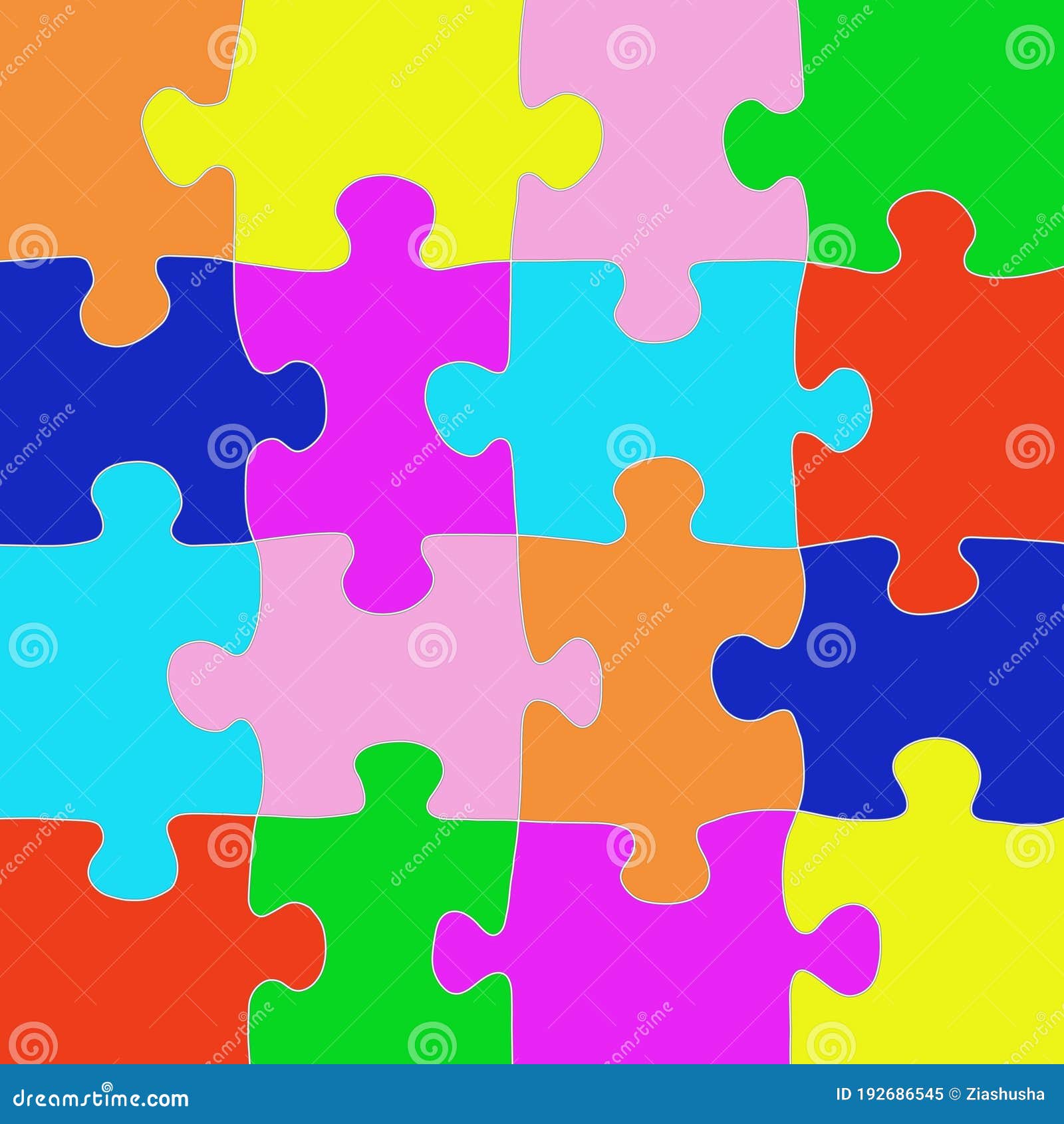 Multicolored Puzzle with a White Outline Stock Illustration ...