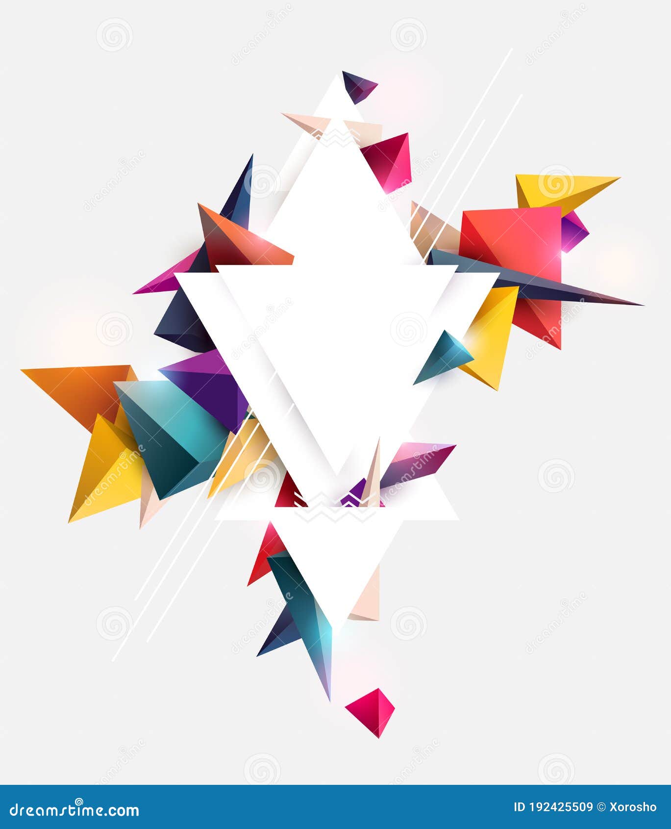 Multicolored Pyramids with White Triangular Frame for Text. Stock ...