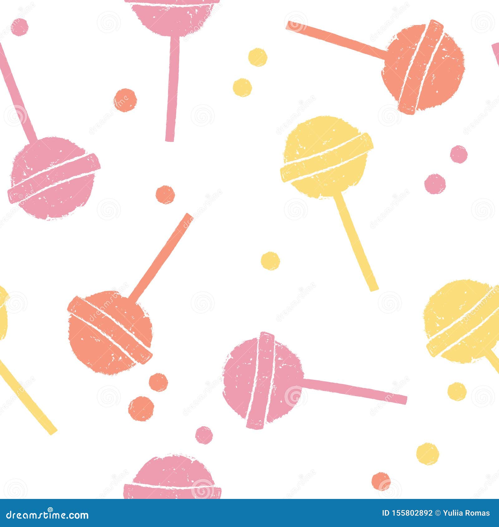 Multicolored Rainbow Lollipops Vector Seamless Pattern on White ...