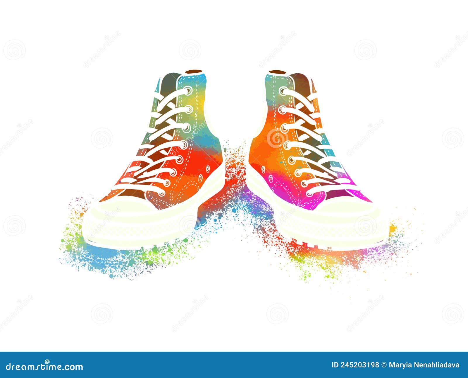 Multicolored Rainbow Sneakers. Vector Illustration Stock Vector ...