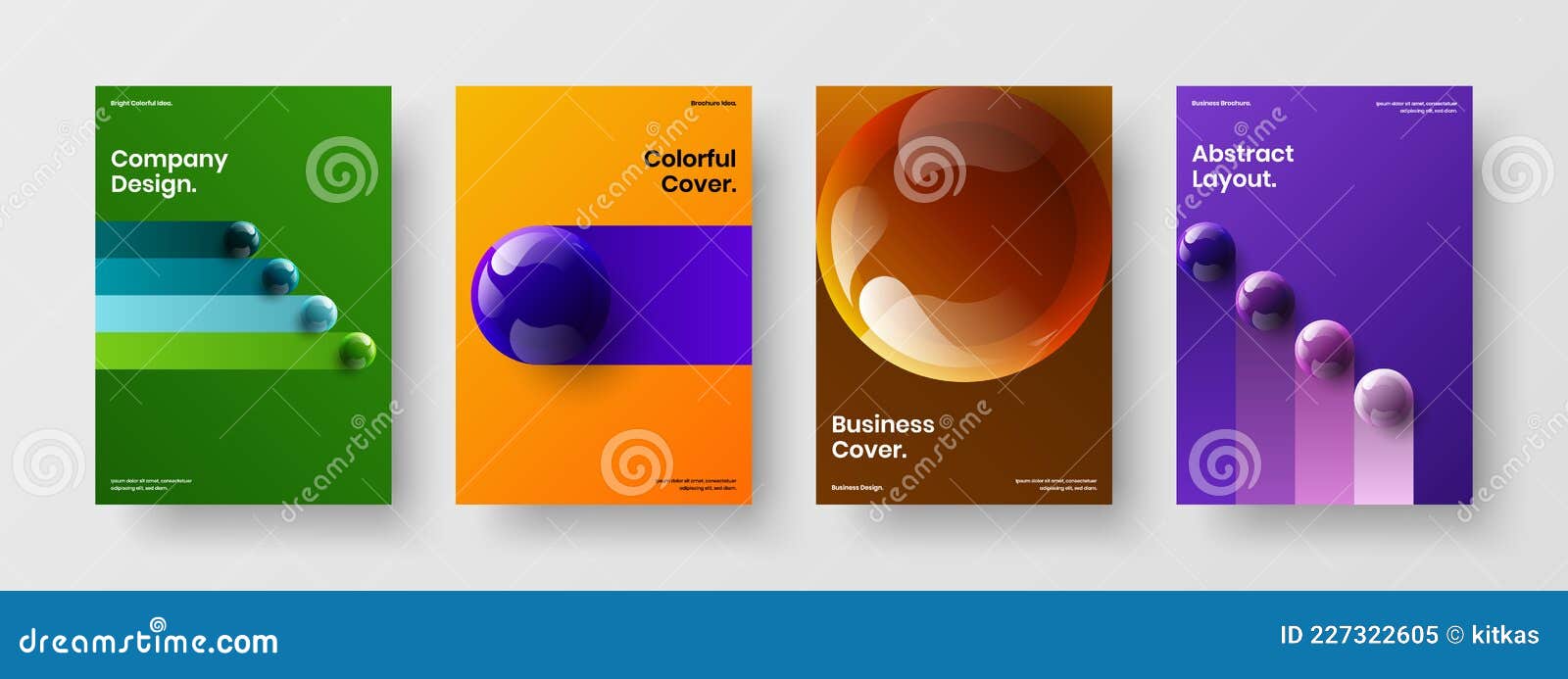 Multicolored Realistic Balls Poster Layout Bundle Stock Vector ...