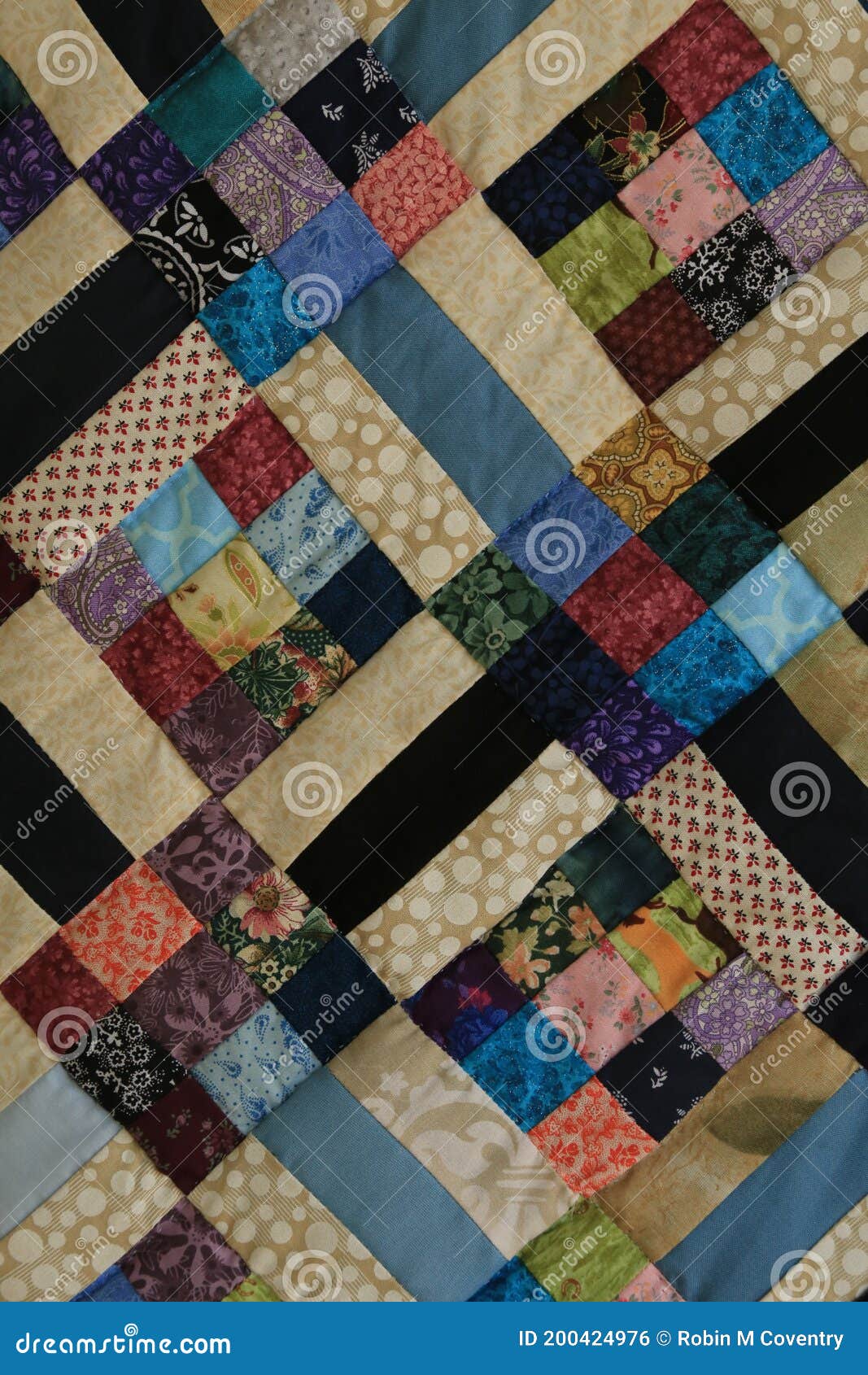 Multicolored Rectangles and Squares Amish Handmade Quilt5 Stock Photo ...