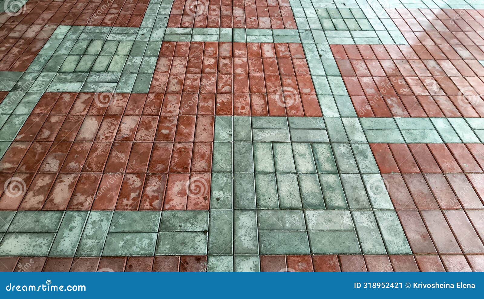 Multicolored Red and Gray Tiles on the Floor in Rows and Patterns ...