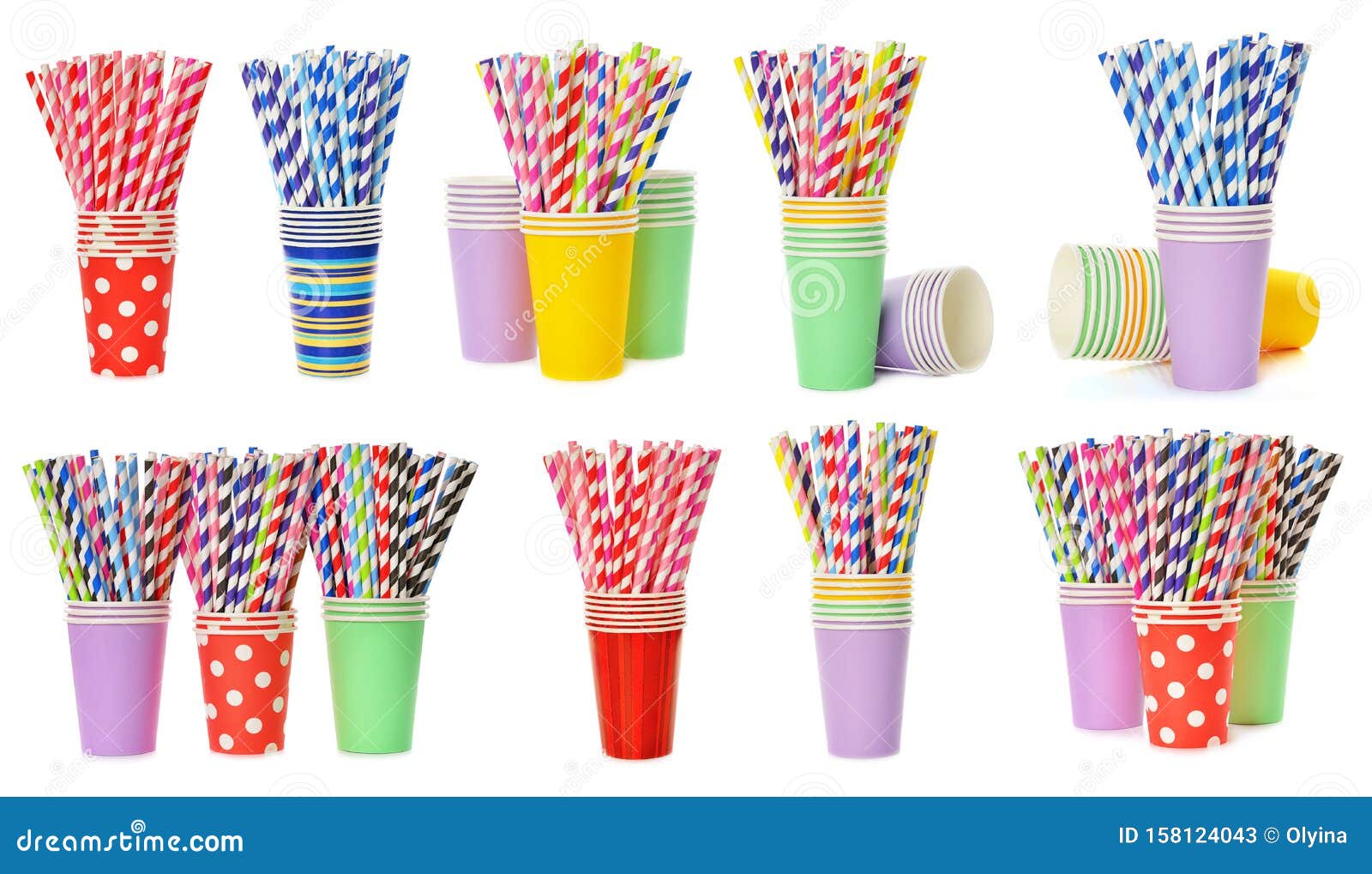 Multicolored Retro Straws in a Paper Cup Stock Image - Image of closeup ...