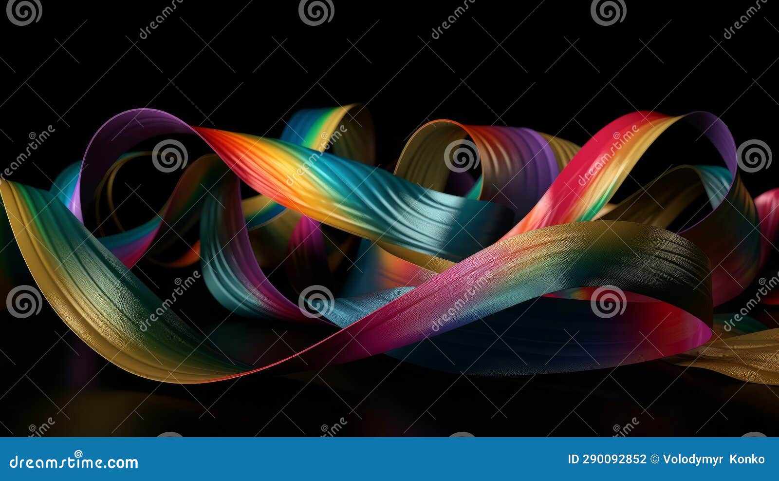 Multicolored Ribbons on a Black Background: Vibrant and Striking Colors ...