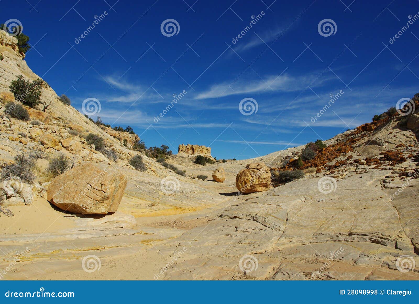Multicolored Rocks in Side Canyon, Utah Stock Photo - Image of bush ...