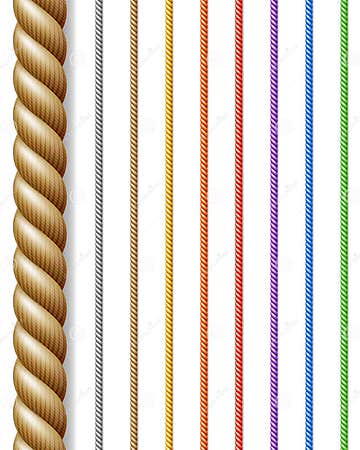 Multicolored Ropes Set, Isolated on White Stock Vector - Illustration ...