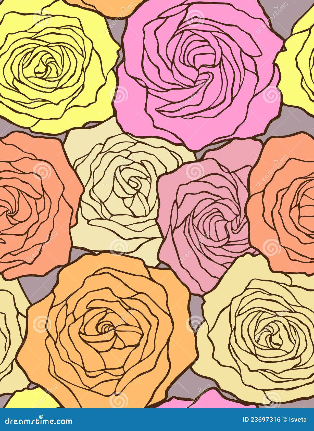 Multicolored Roses. Seamless Vector Pattern. Stock Vector ...