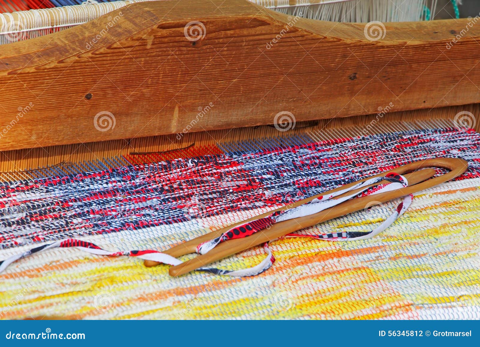 Multicolored Rug on a Weaving Loom. Stock Photo - Image of close, labor ...