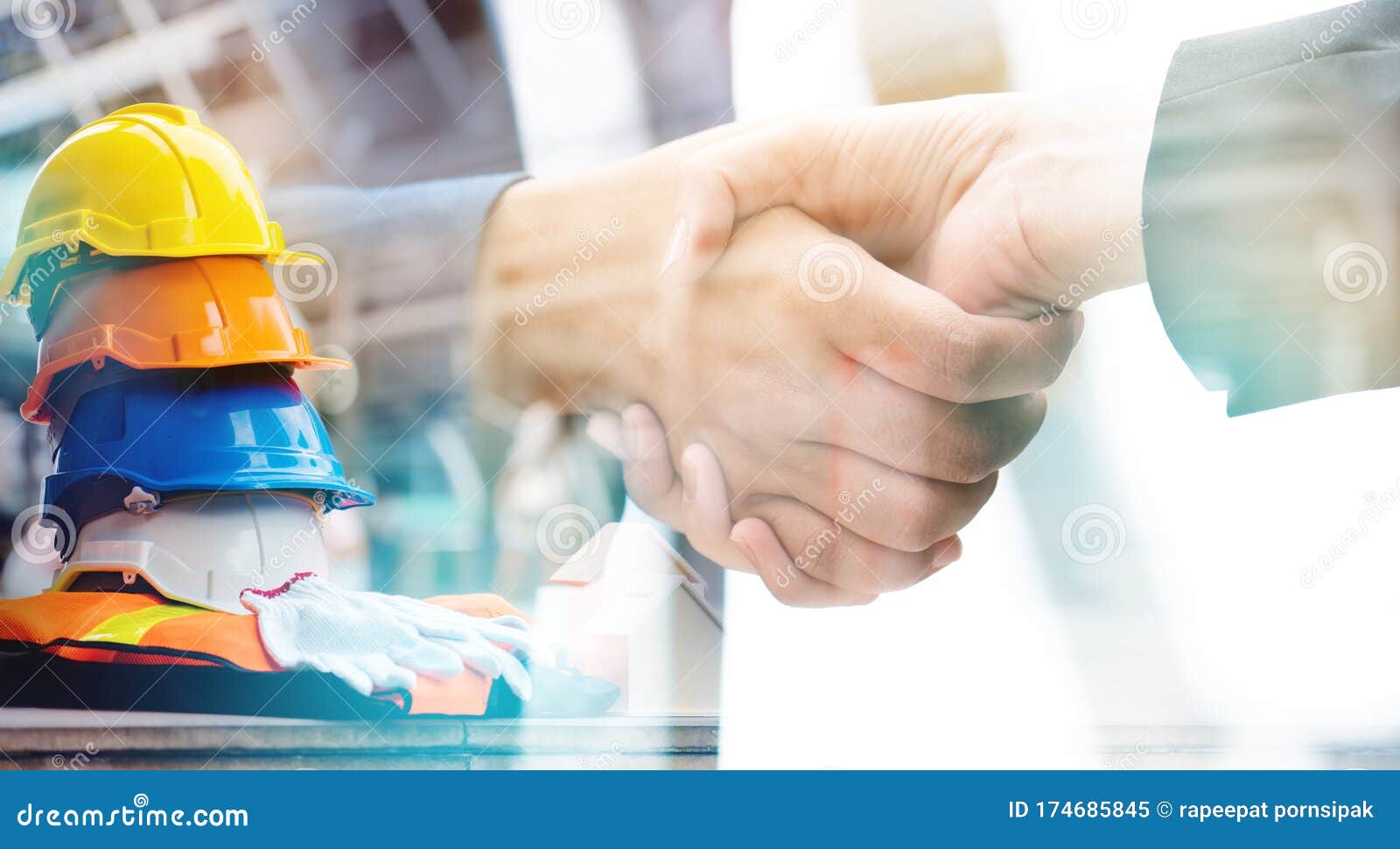 Multicolored Safety Construction Worker Hats. Teamwork Of The ...