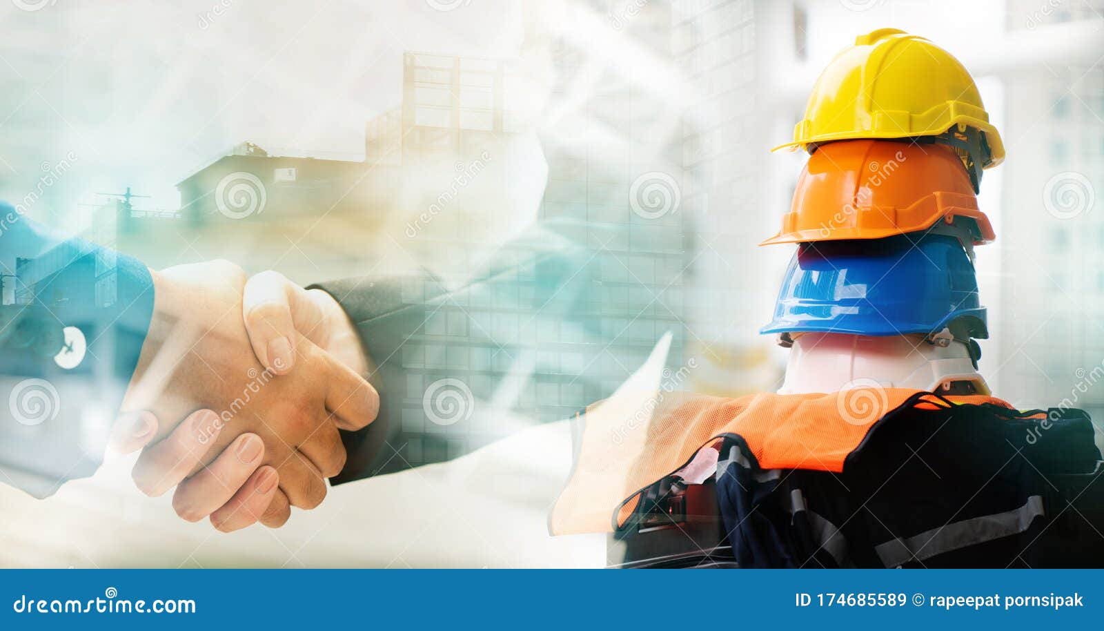 Multicolored Safety Construction Worker Hats. Teamwork of the ...