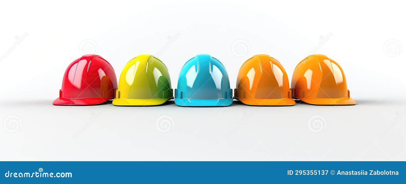 Multicolored Safety Helmets Representing Teamwork in Construction Stock ...