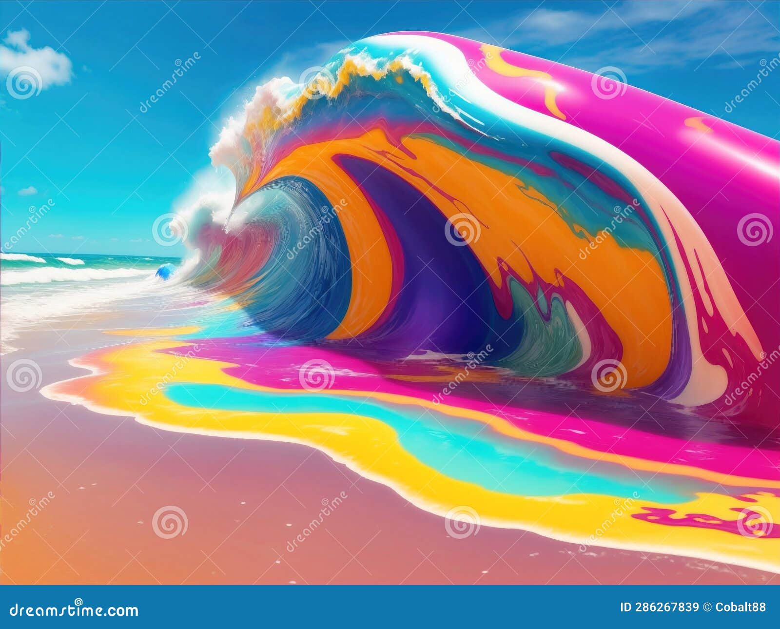 Multicolored Sea Waves, Psychedelic Abstract Background with Rainbow ...