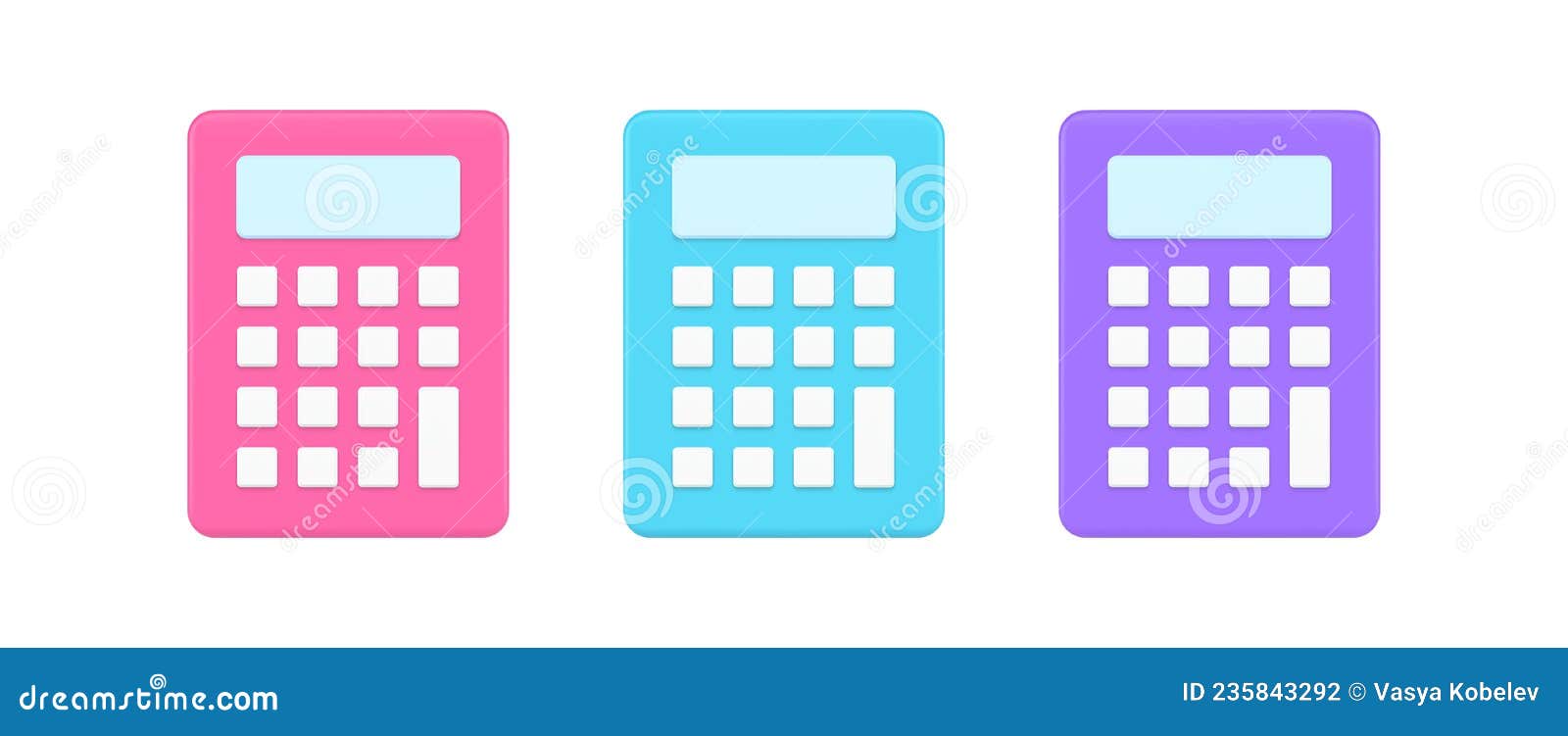 Multicolored Set Modern Calculators with Buttons and Display Fast ...