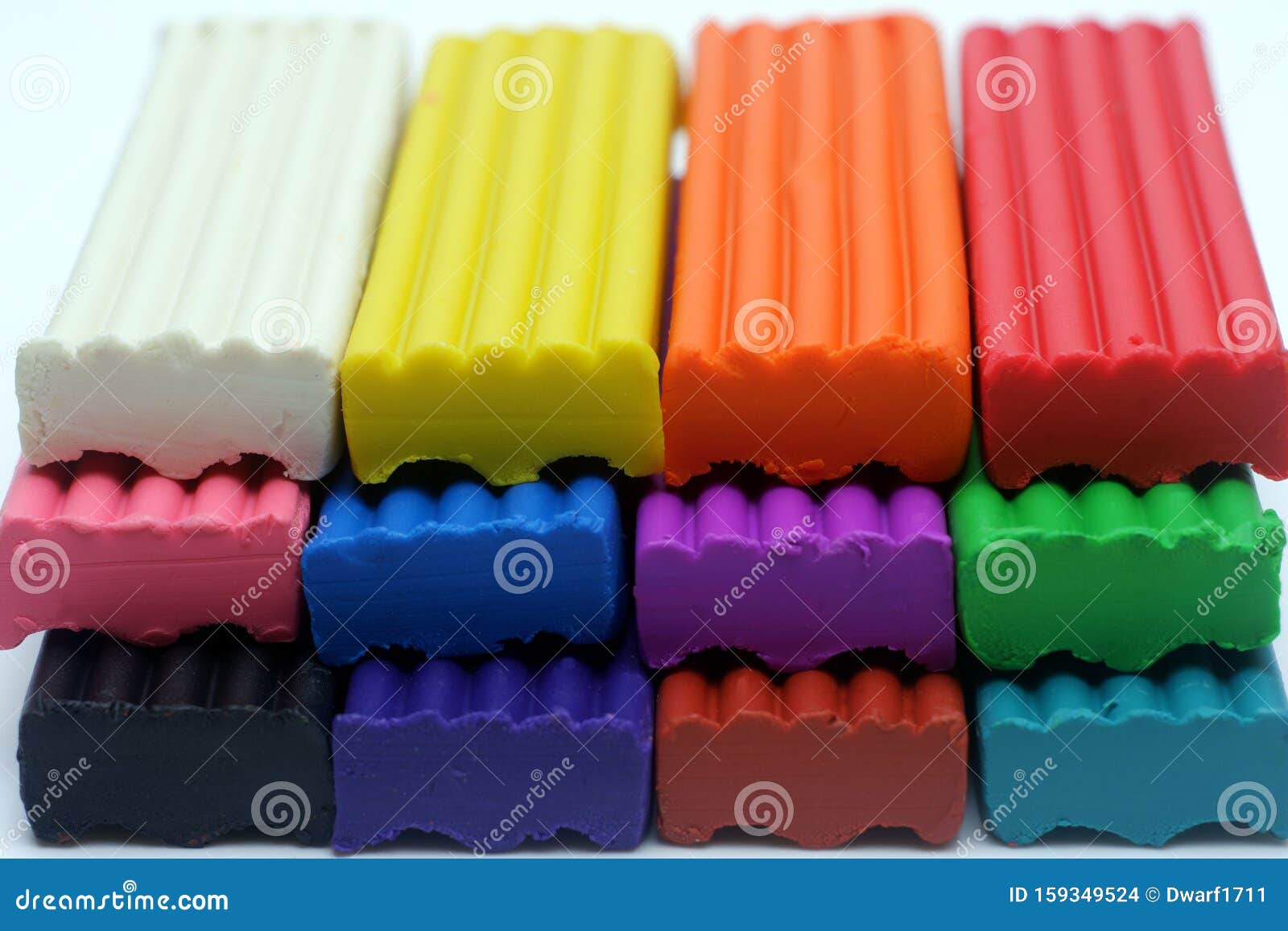 Multicolored Set of Plasticine Sticks on White Background Closeup View ...