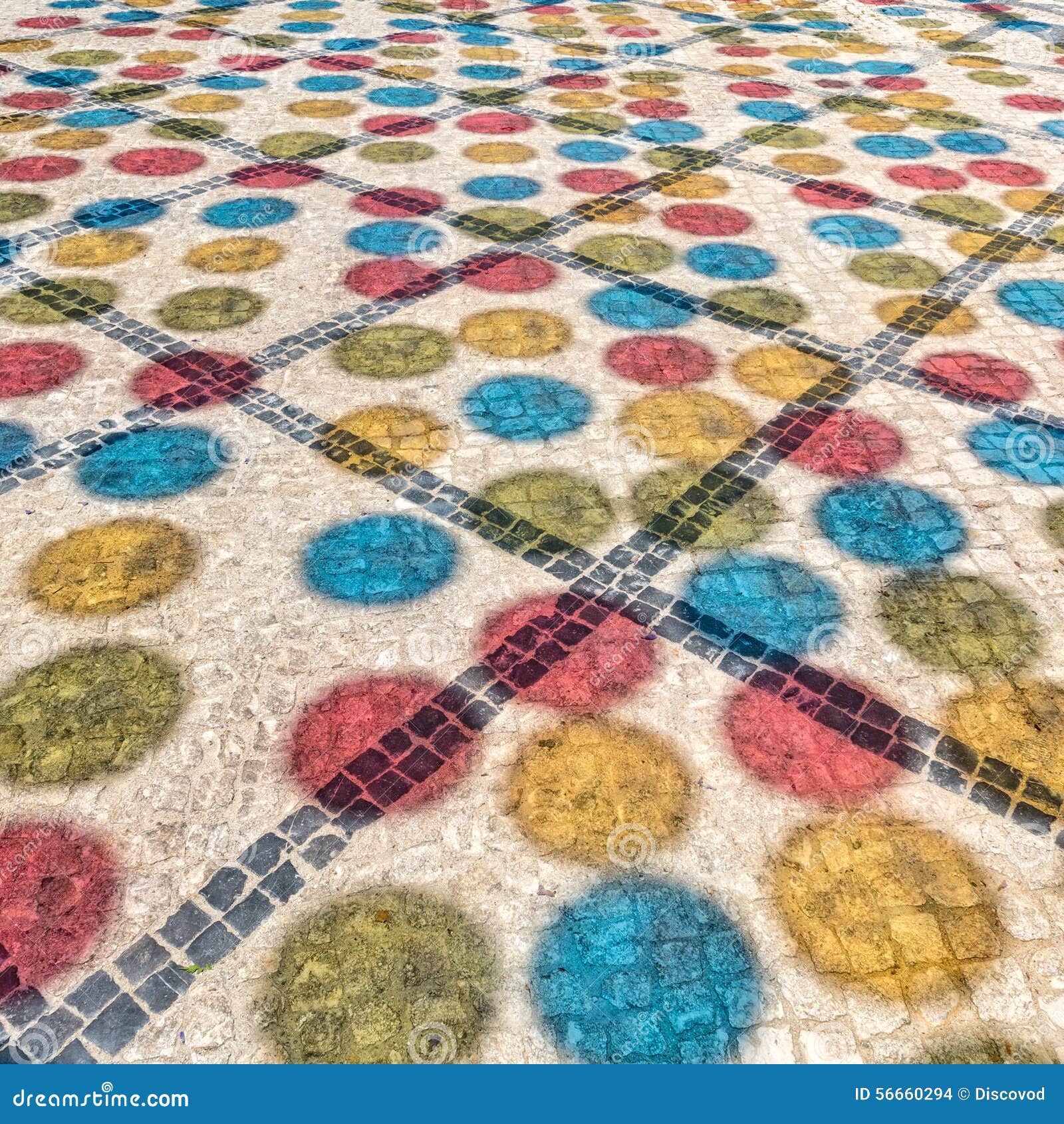 Multicolored Shadows from Decorative Balls on Paving Stone Stock Photo ...