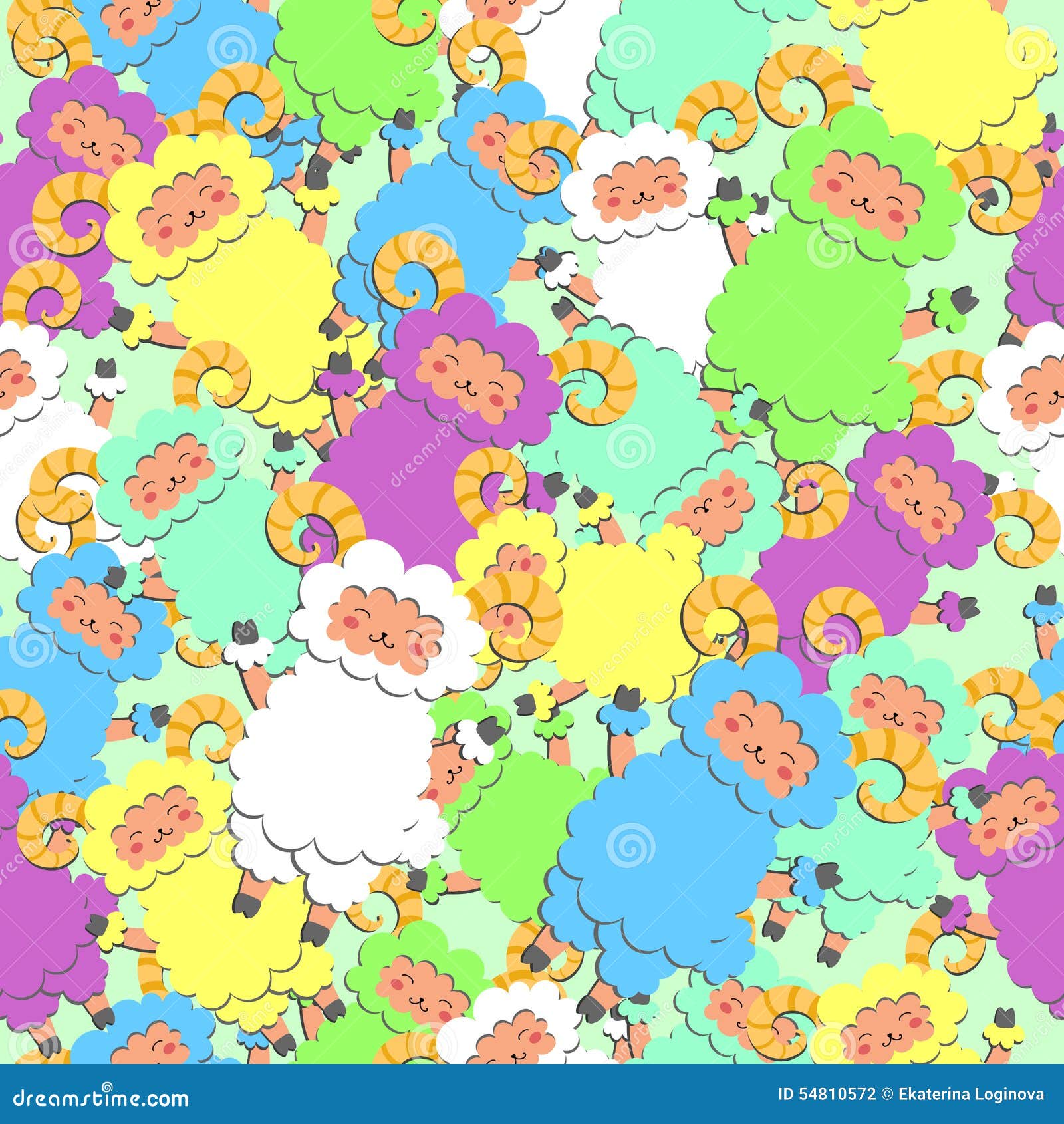 Multicolored sheeps. stock vector. Illustration of christmas - 54810572