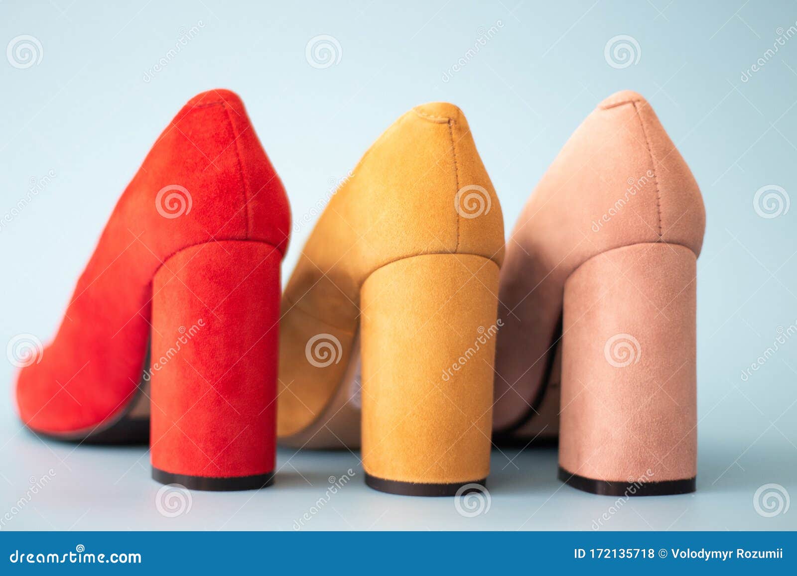 Multicolored Shoes Back View on Light Background Stock Photo - Image of ...