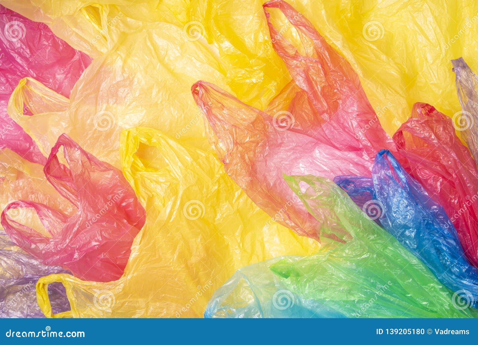 Multicolored Single Use Plastic Shopping Bags Background Stock Photo ...