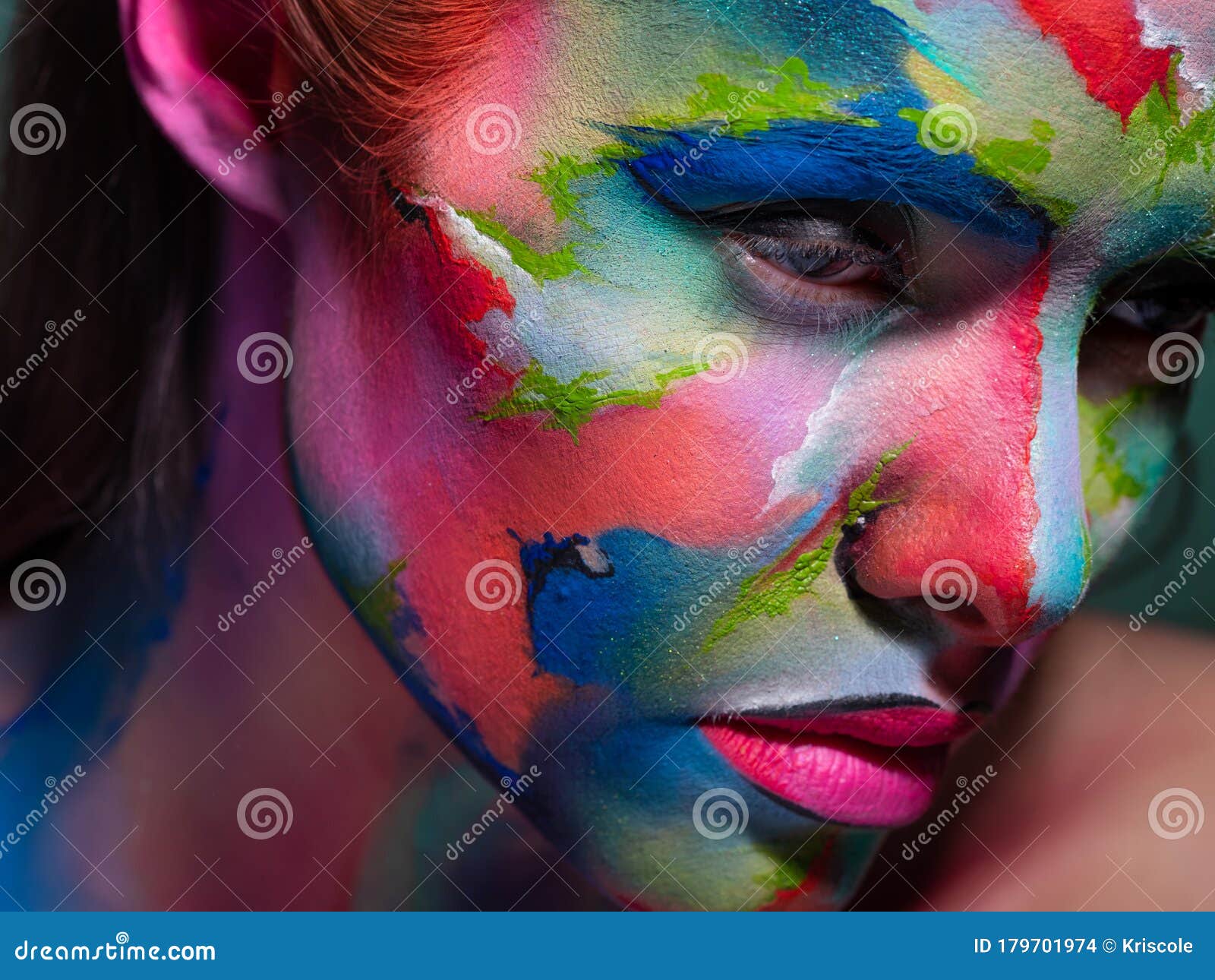 Multicolored Skin, Difficult To Identify. Creative Makeup with Colorful ...