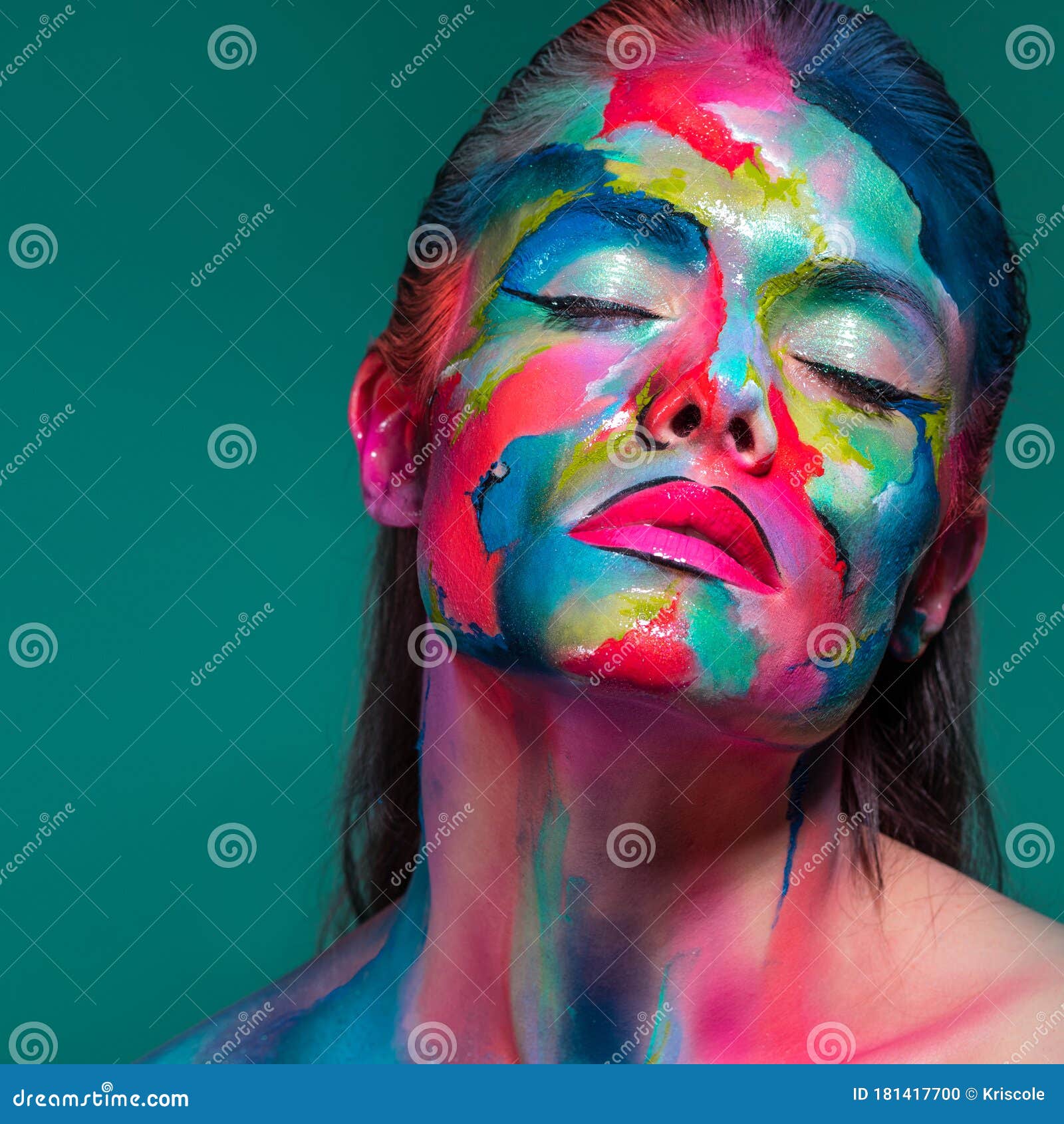 Multicolored Skin, Difficult To Identify. Creative Makeup with Colorful ...