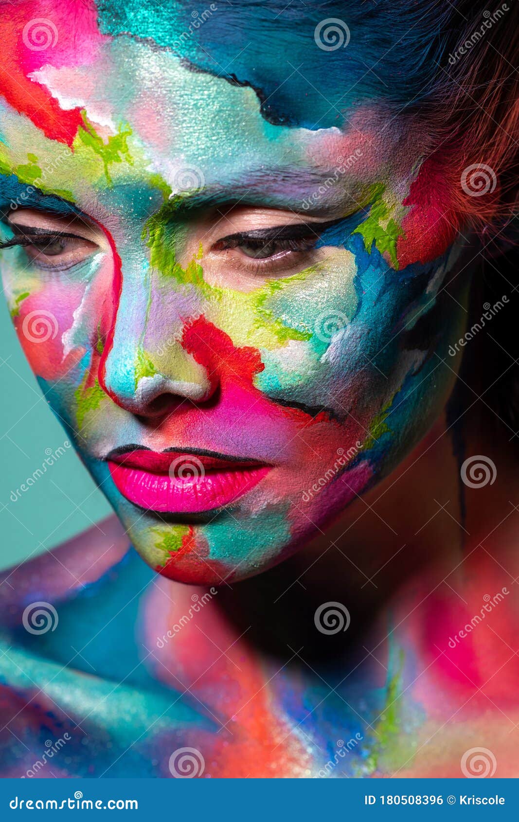 Multicolored Skin, Difficult To Identify. Creative Makeup and Drawing ...