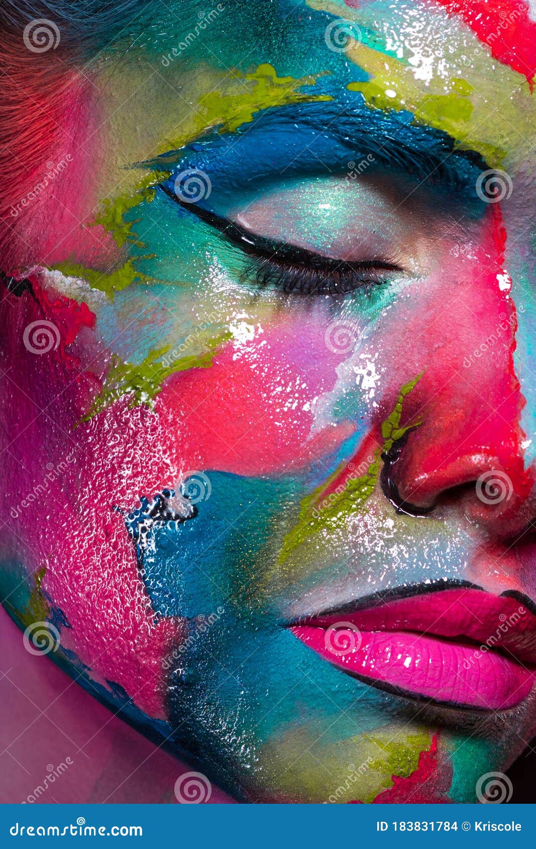 Multicolored Skin, Difficult To Identify. Creative Makeup and Drawing ...