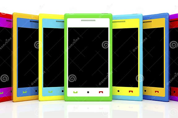 Multicolored smartphones stock illustration. Illustration of smart ...