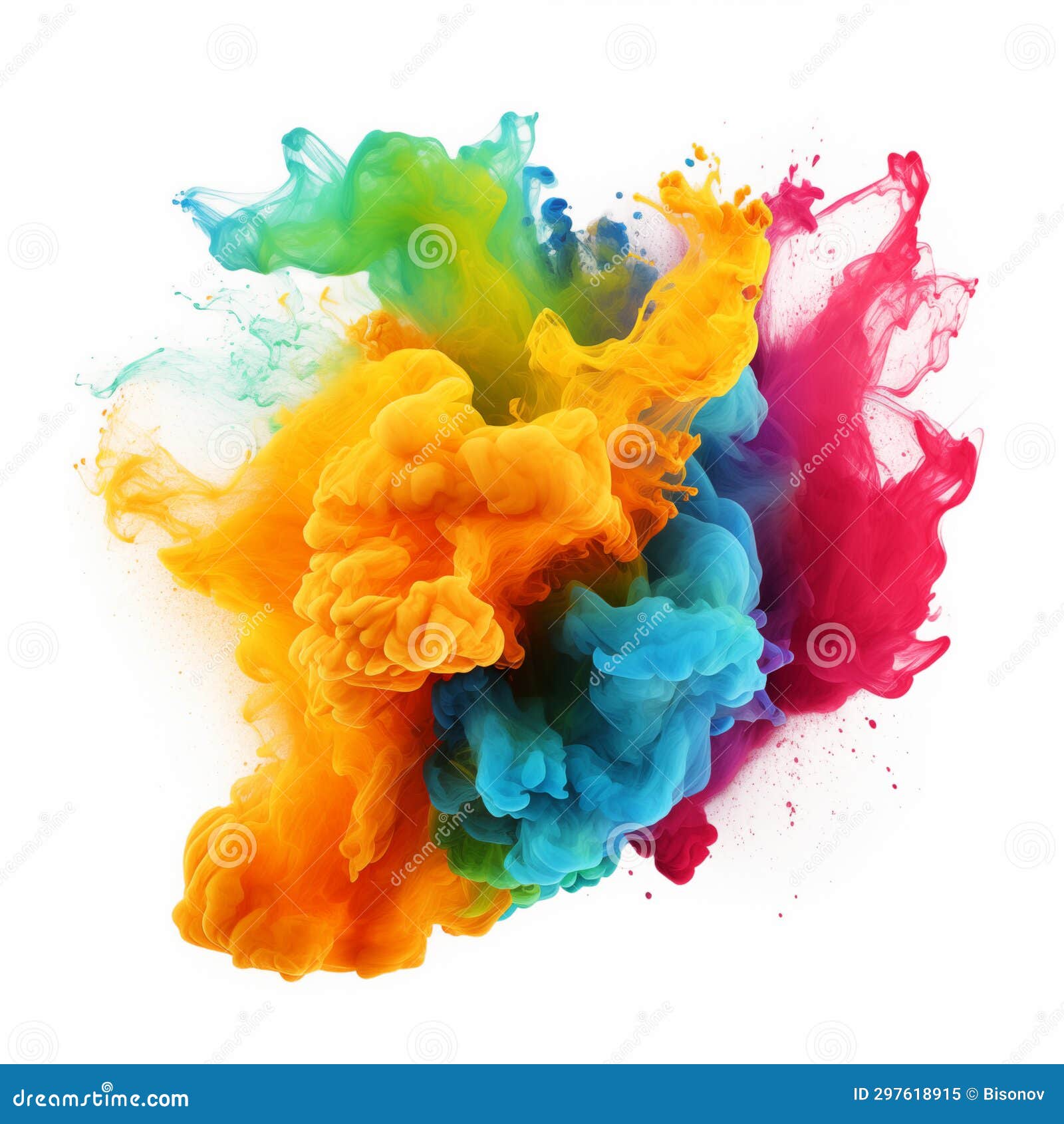 Multicolored Smoke Flash Isolated on White Background Stock Image ...