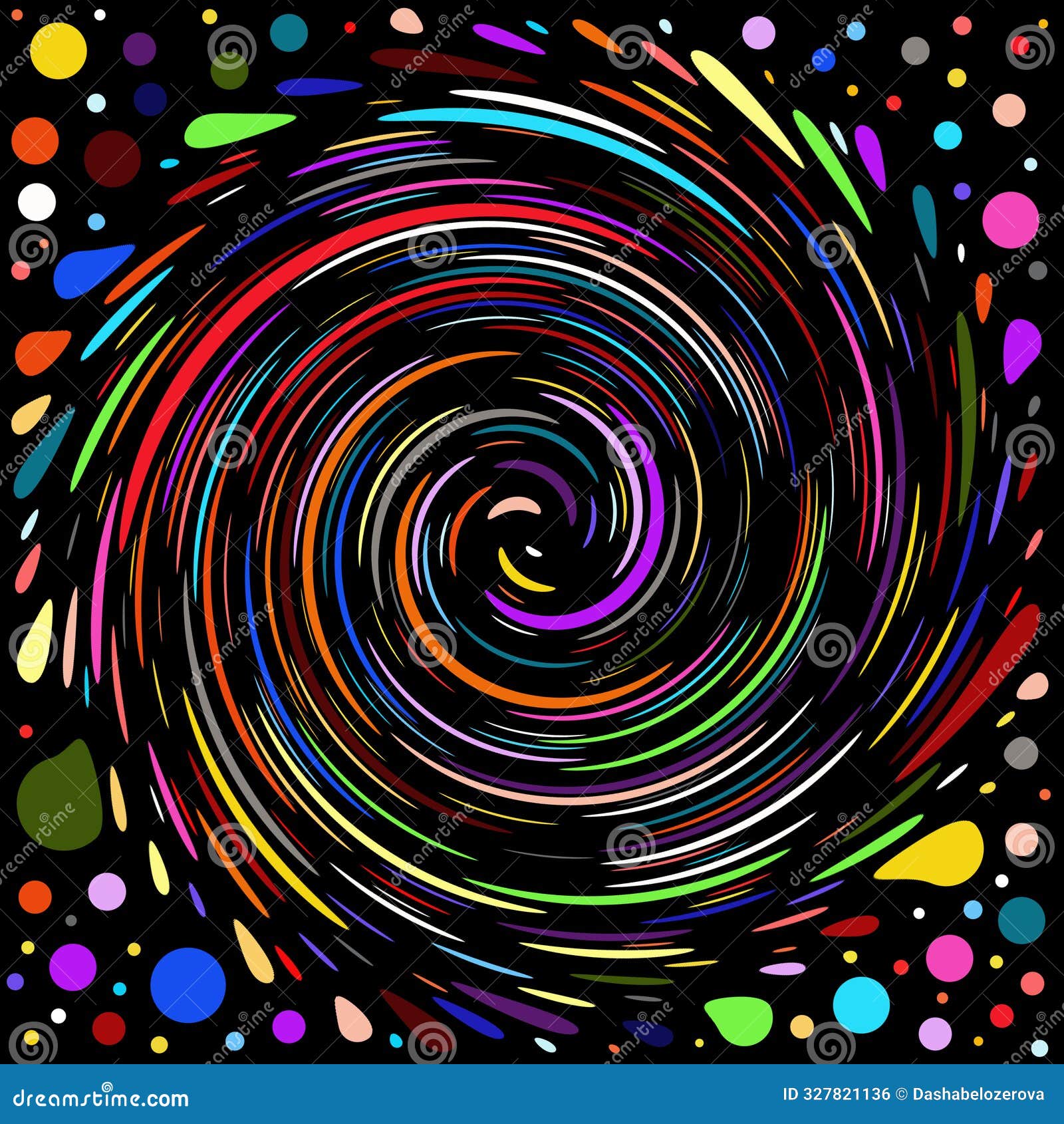 Multicolored Spiral on Black Background Created in Photoshop Stock ...