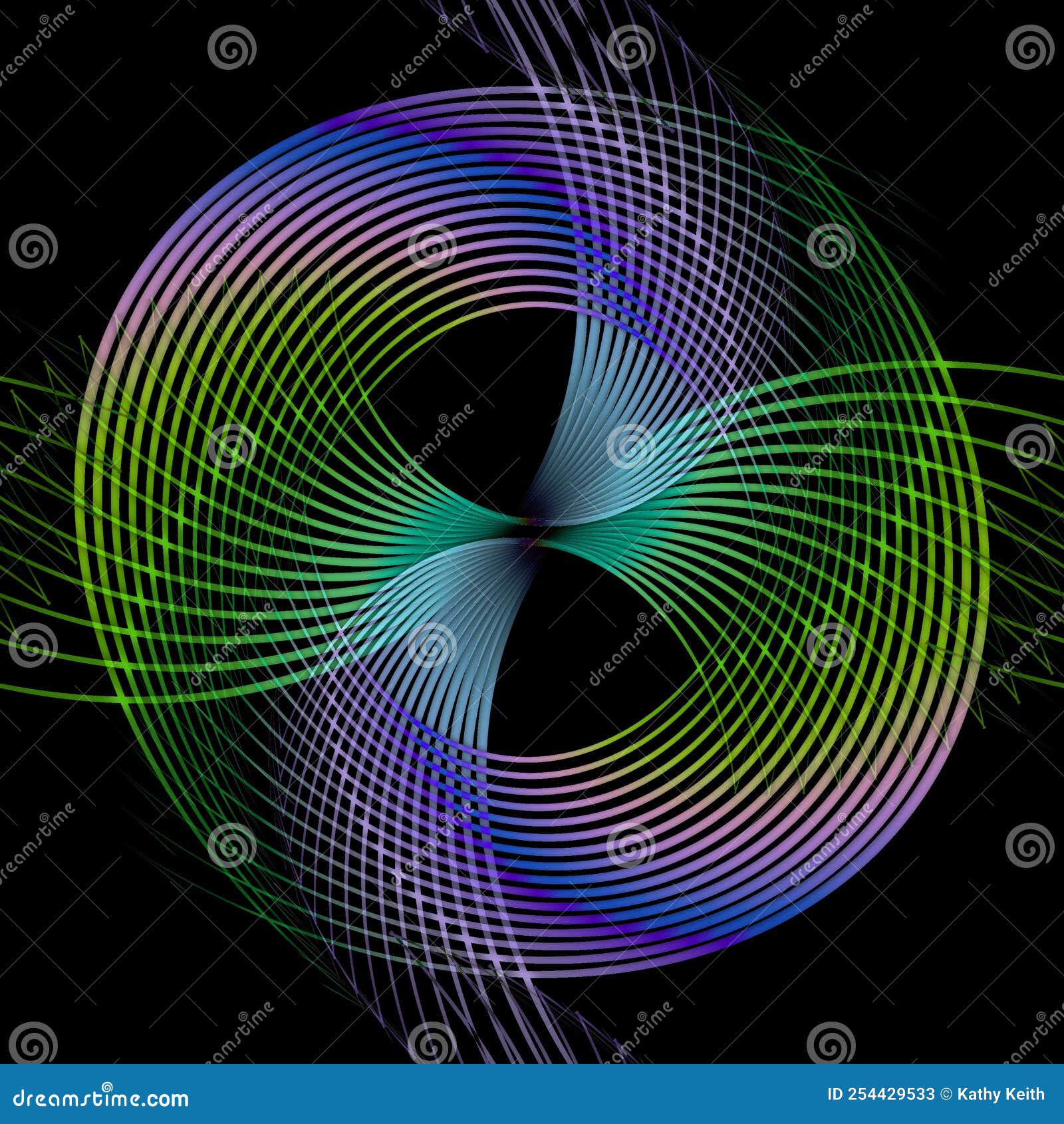 Multicolored, Dimensional, Spirograph-style Lines on Black Seamless ...