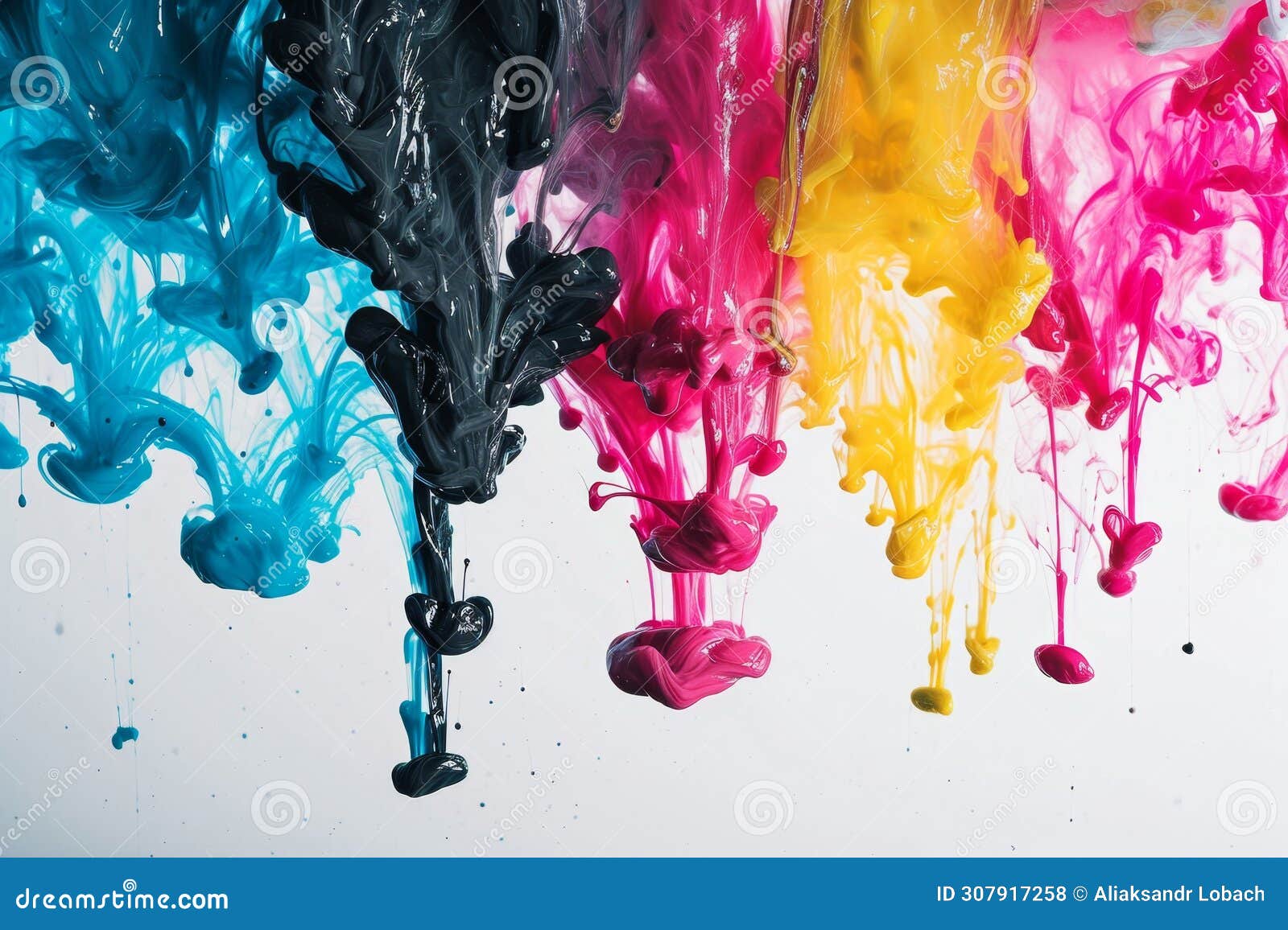 Multicolored Splashes of Colors on a White Background. 3d Illustration ...