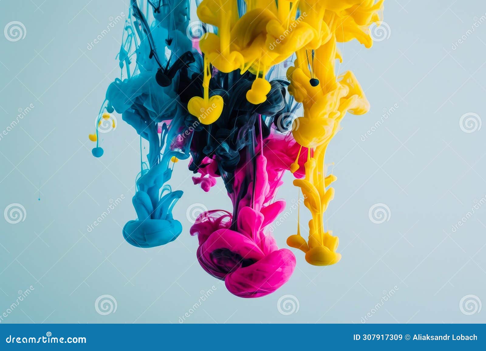 Multicolored Splashes of Colors on a White Background. 3d Illustration ...