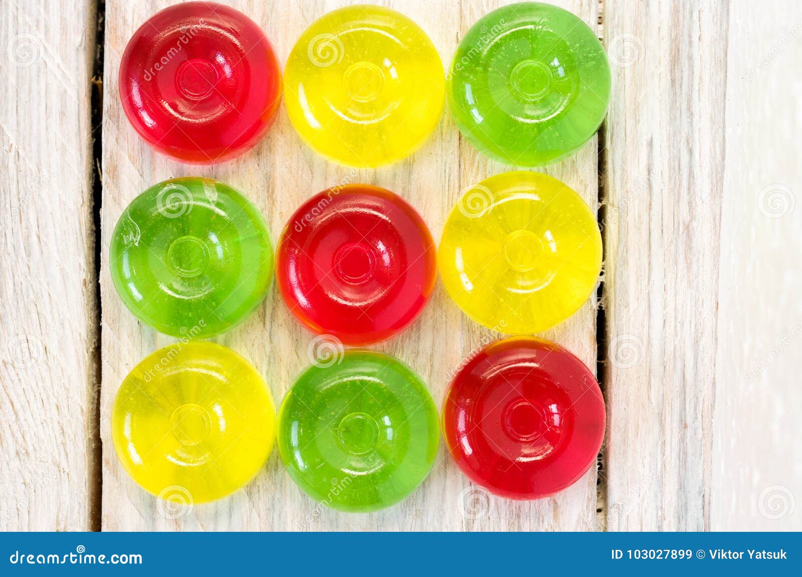 Multicolored Square of Sugar Candies. Three Rows and Three Columns ...