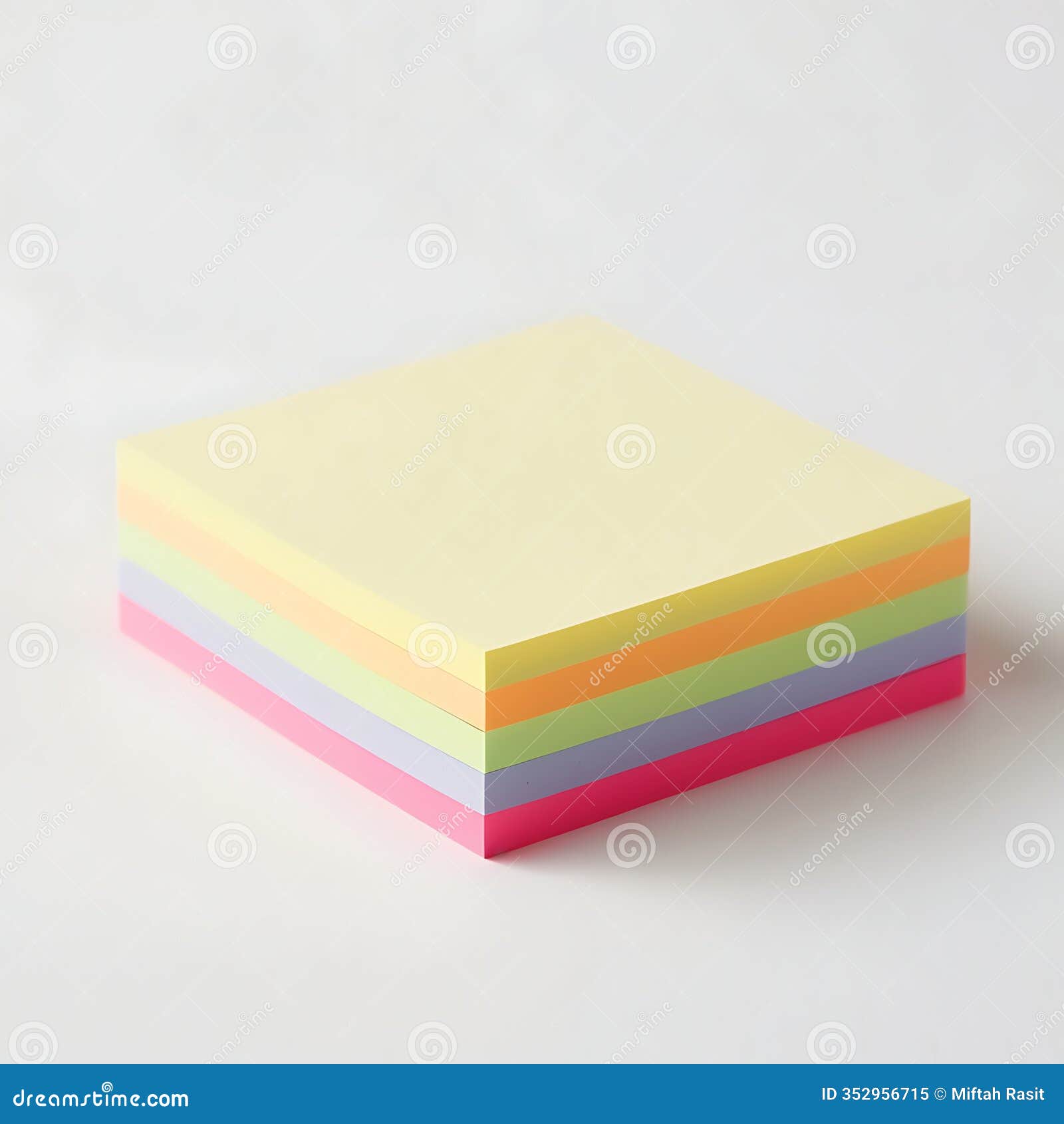 Multicolored Stacked Sticky Notes on White Background Stock Image ...