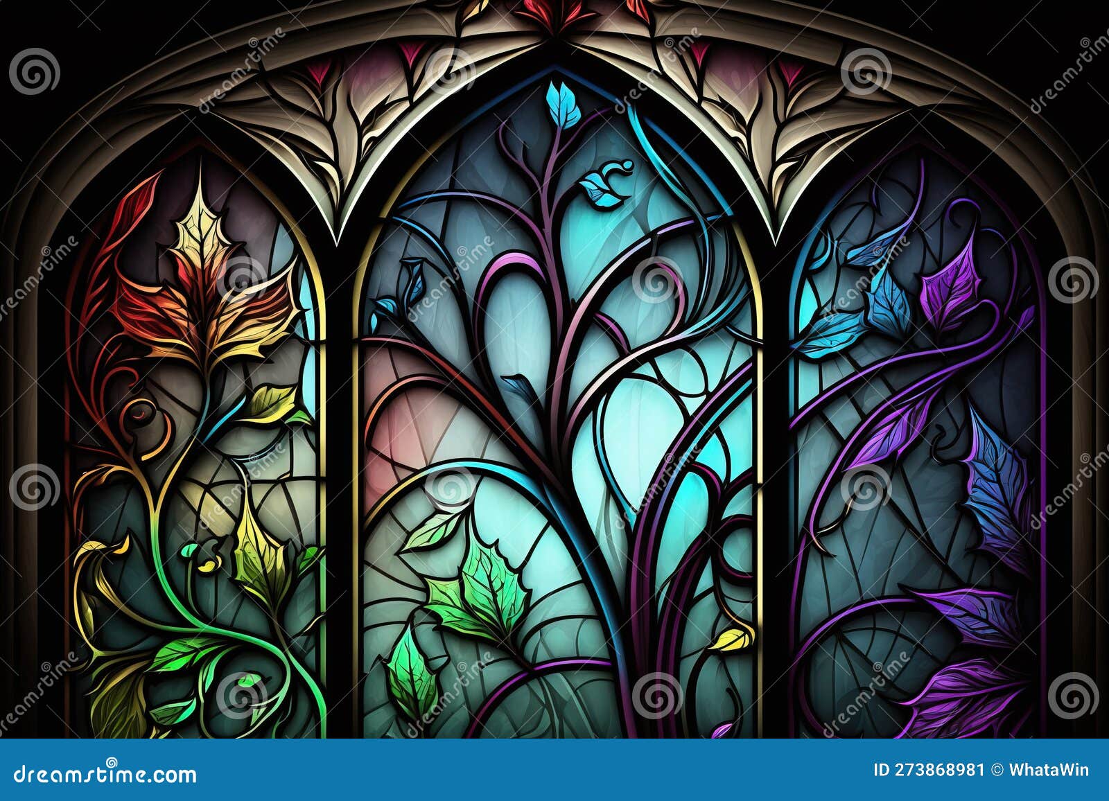 Multicolored Stained Glass Window with Irregular Random Block Pattern ...