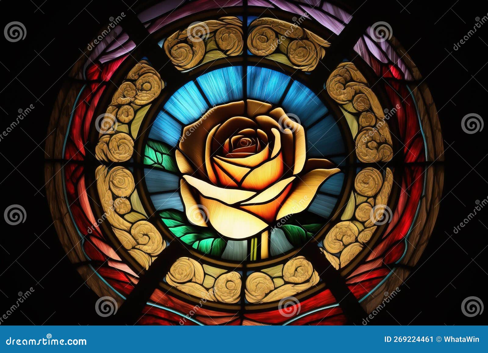 Multicolored Stained Glass Window with Irregular Random Block Pattern ...